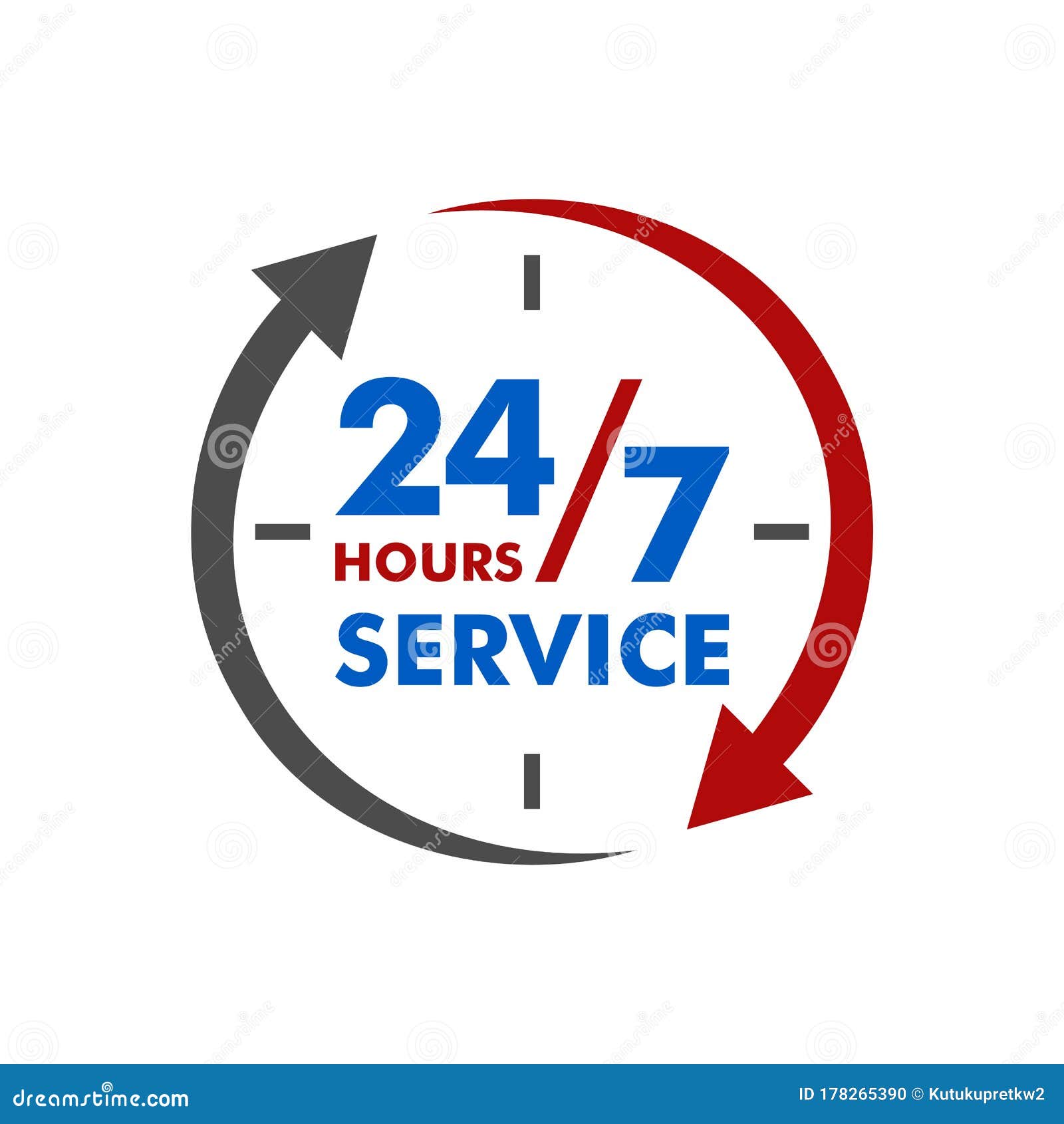 24 Hour Service Logo Vector Icon. Standby 24/7 Sign Day/night Services ...