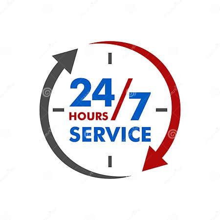 24/7 Service Signage Template Illustration Design. Vector EPS 10 Stock ...