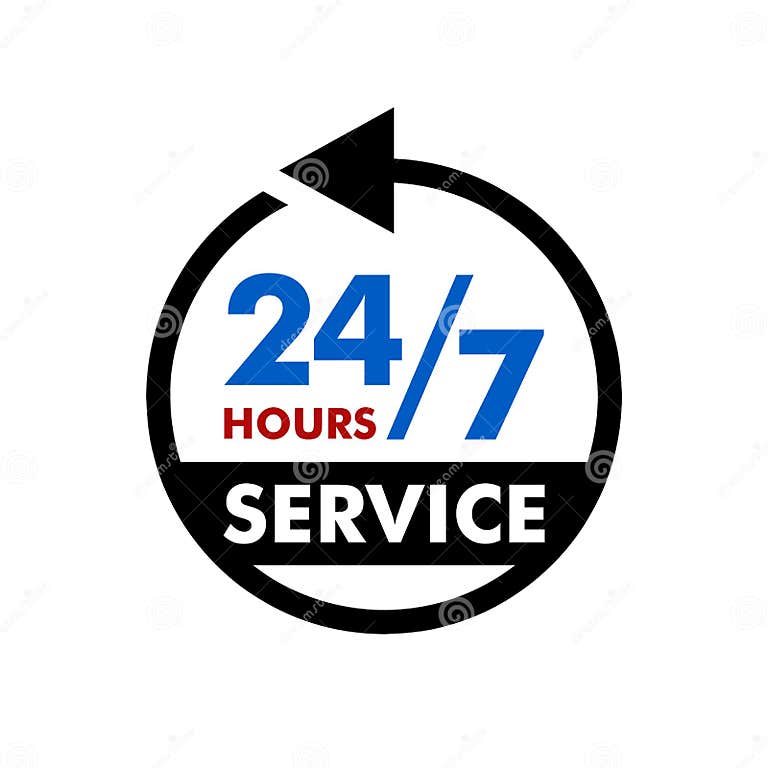 24/7 Service Signage Template Illustration Design. Vector EPS 10 Stock ...