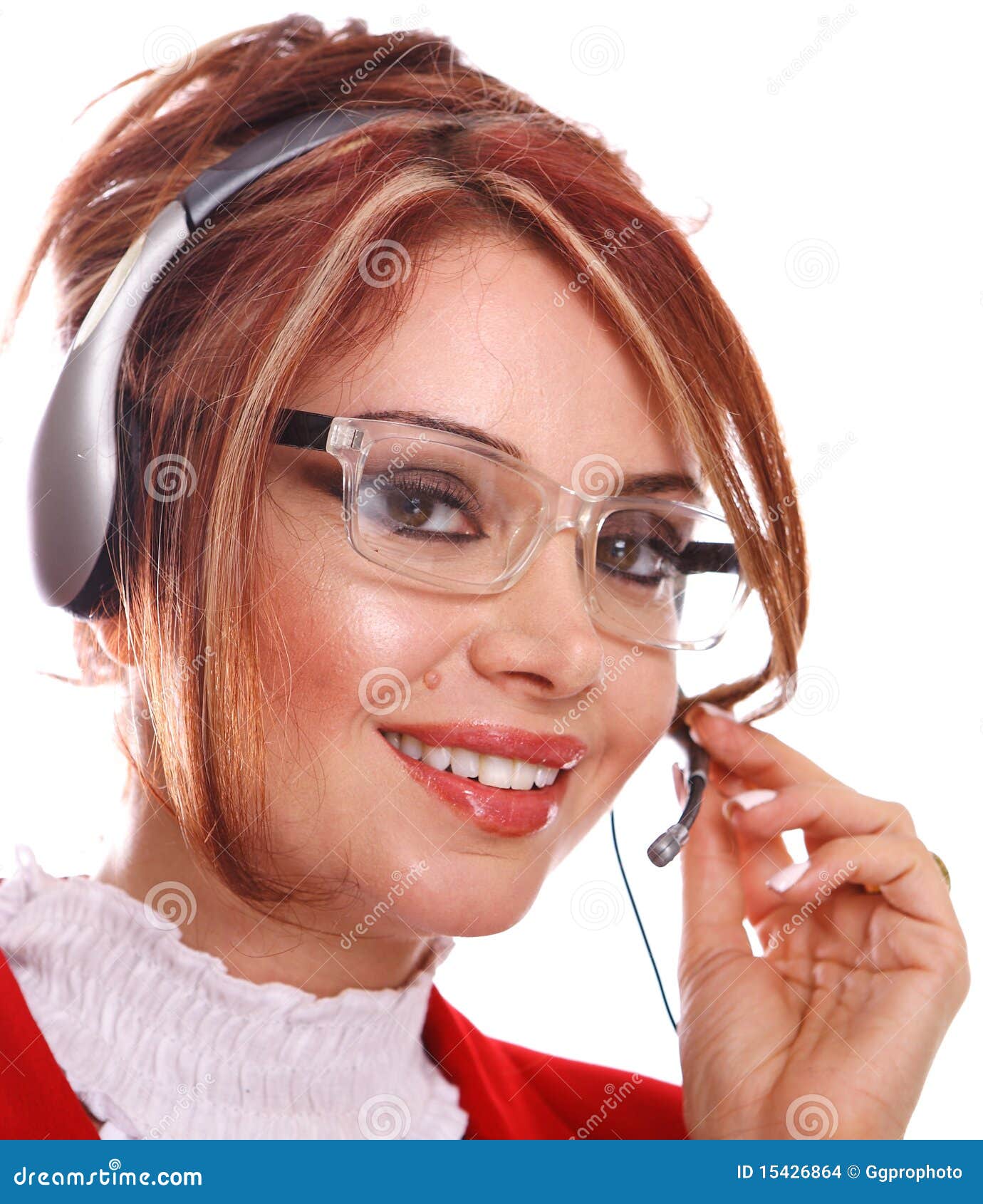 Service with a smile stock photo. Image of answering - 15426864