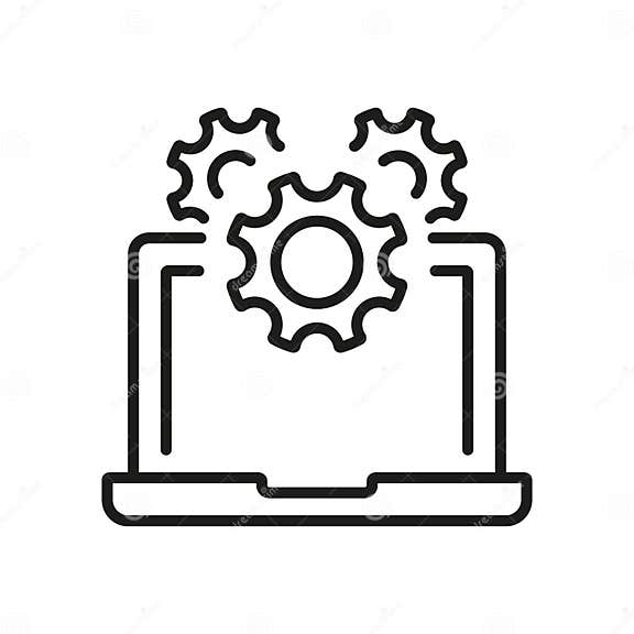 Service of Software Line Icon. Computer System Update Linear Pictogram ...