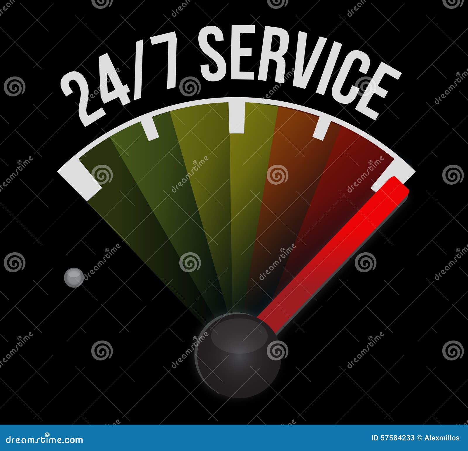 24-7 Service Speedometer Sign Concept Stock Illustration - Illustration ...