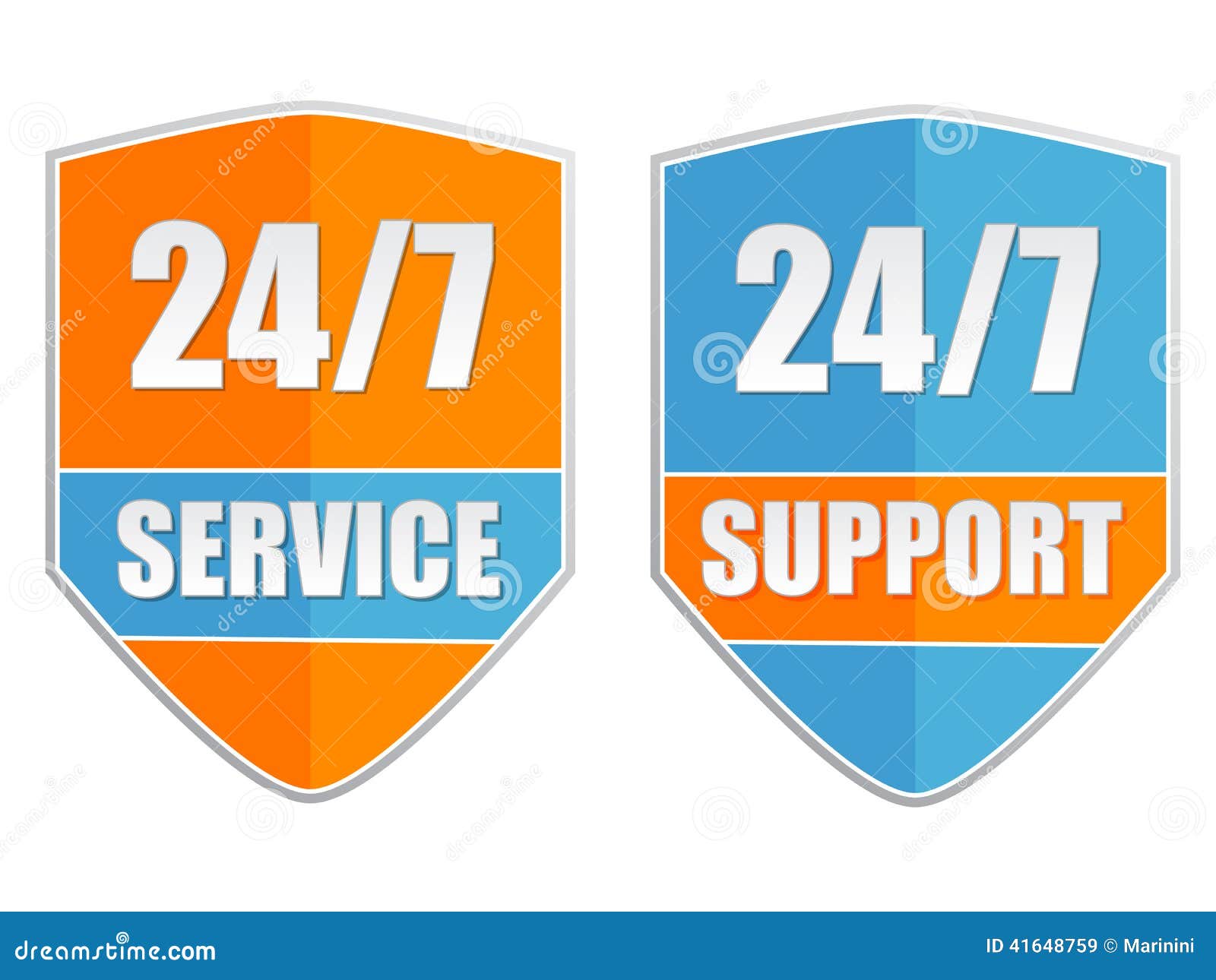 24/7 Service and Support, Two Labels Stock Illustration - Illustration ...