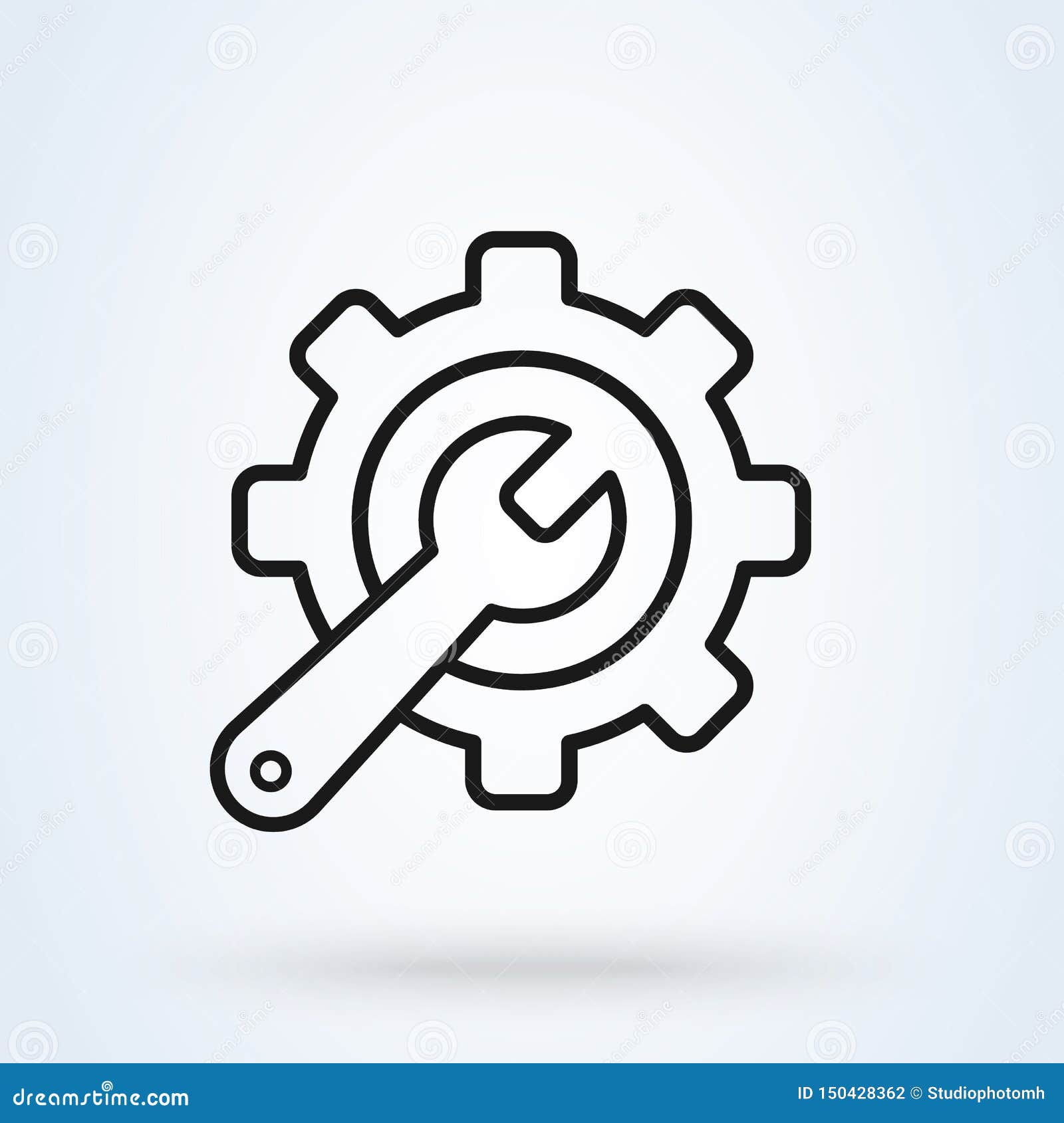 Service Tool, Line Art Gear Symbol Simple Vector Modern Icon Design ...