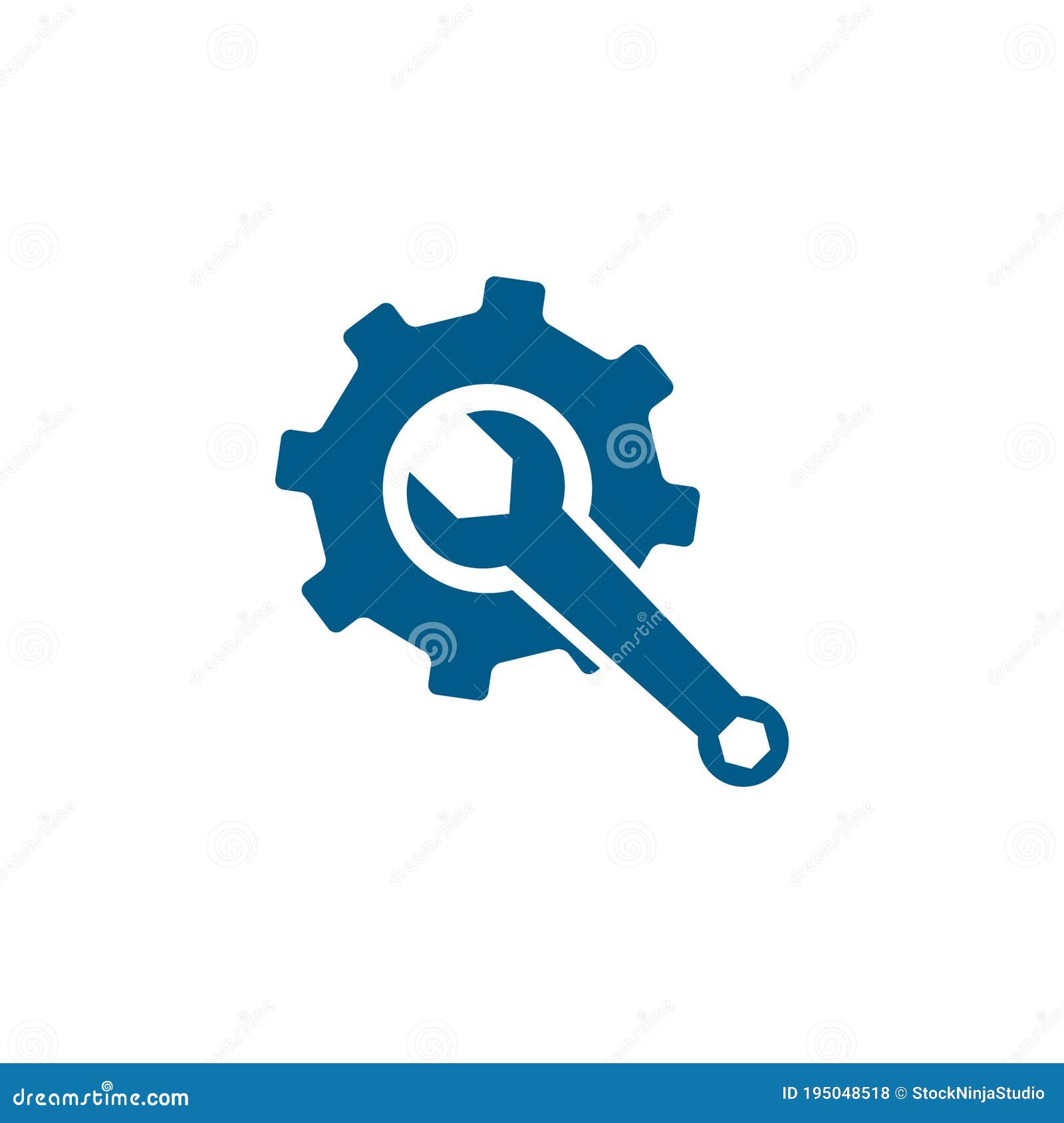 Service Tools Blue Icon on White Background. Blue Gear Wheel & Hammer ...