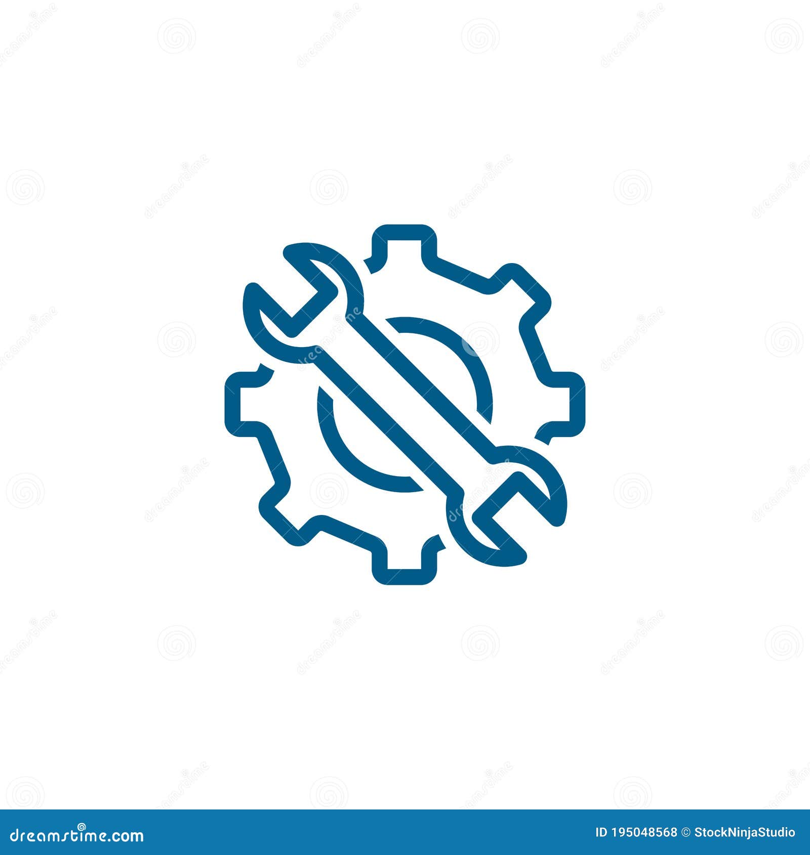 Service Tools Blue Line Icon on White Background. Blue Gear Wheel ...