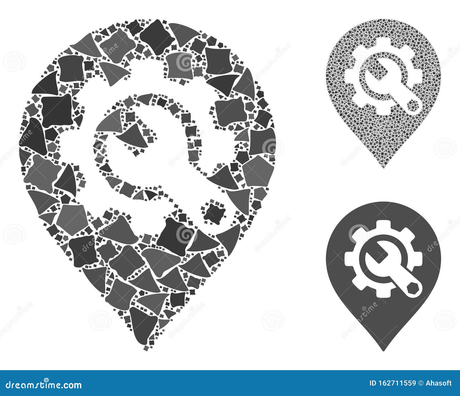 Service Tools Map Marker Composition Icon of Rugged Items Stock Vector ...