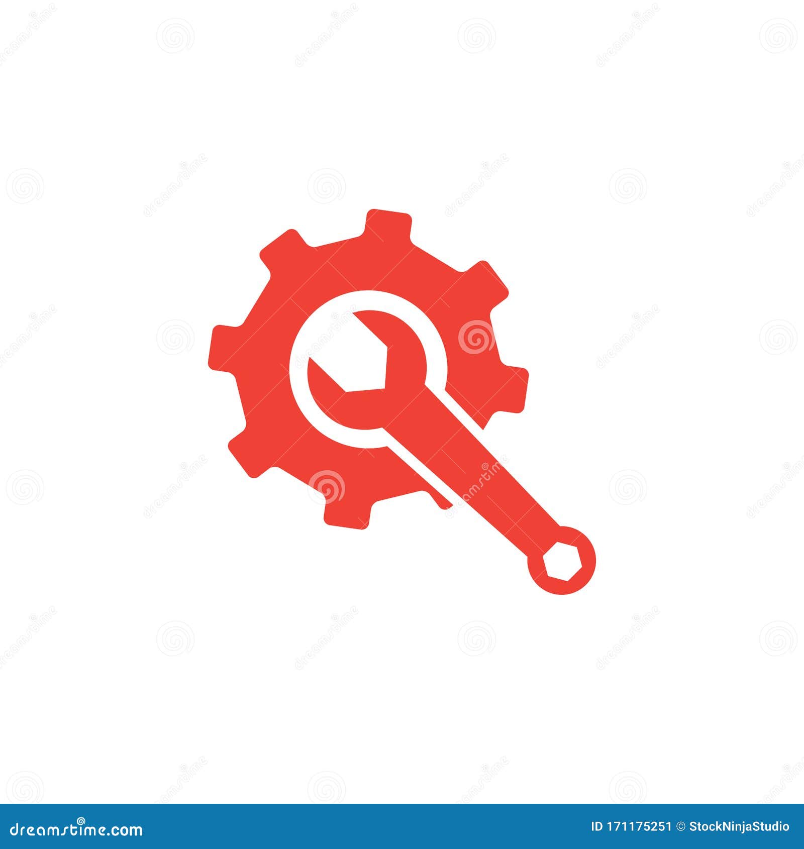 Service Tools Red Icon on White Background. Red Gear Wheel & Hammer ...