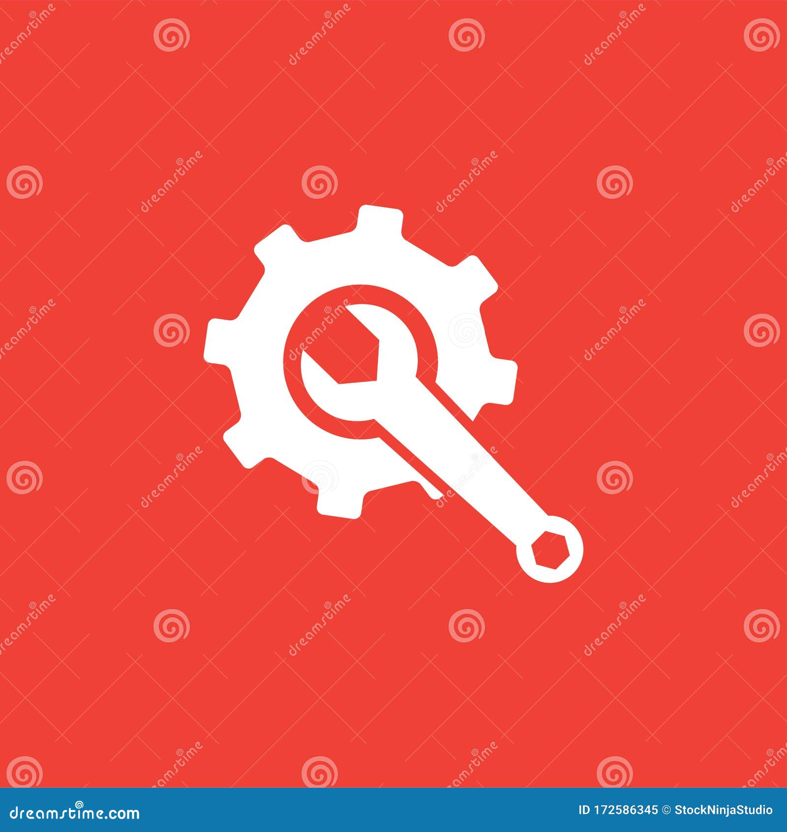 Service Tools Red Icon on White Background. Red Gear Wheel & Hammer ...