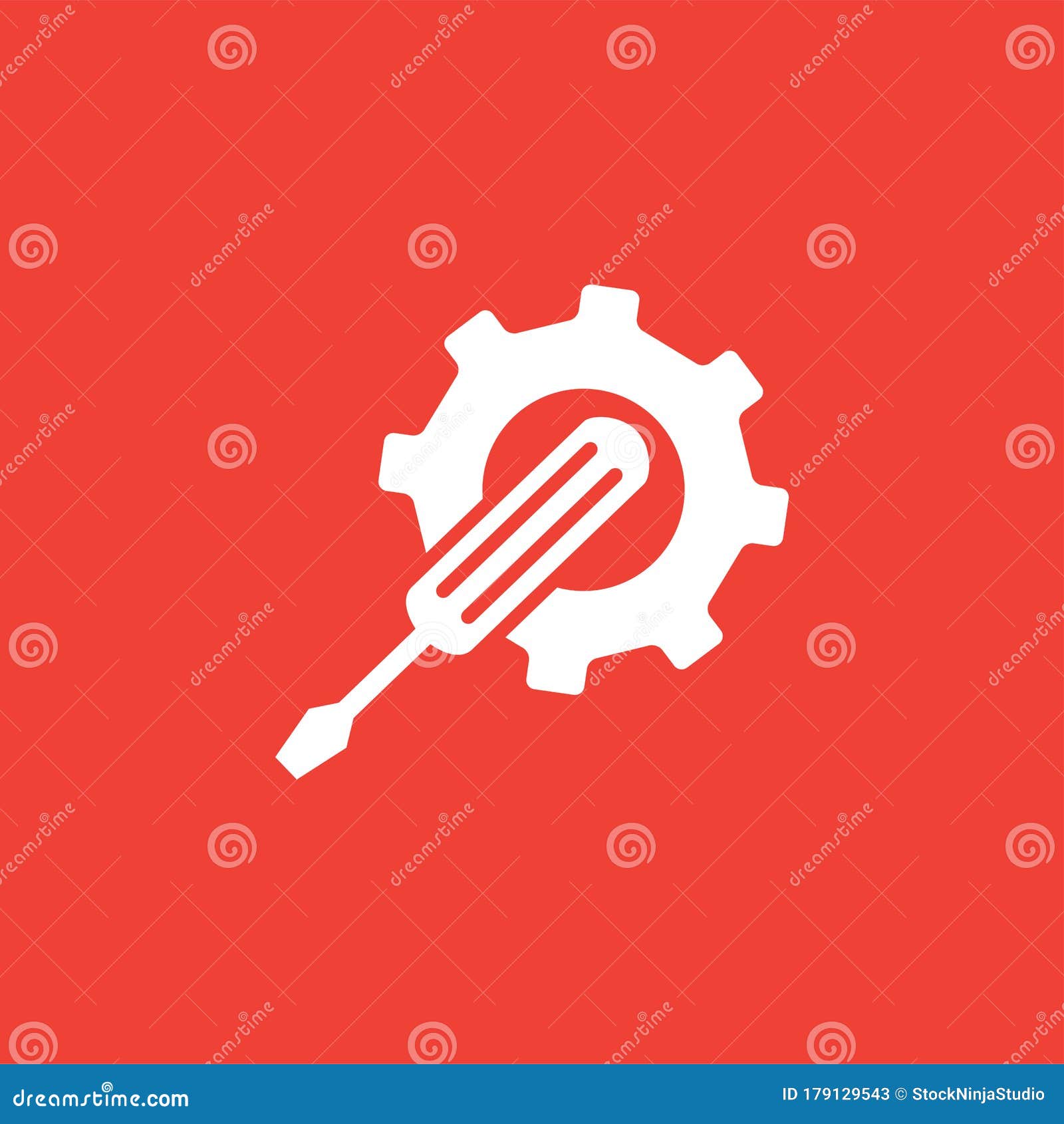 Service Tools Red Icon on White Background. Red Gear Wheel & Hammer ...