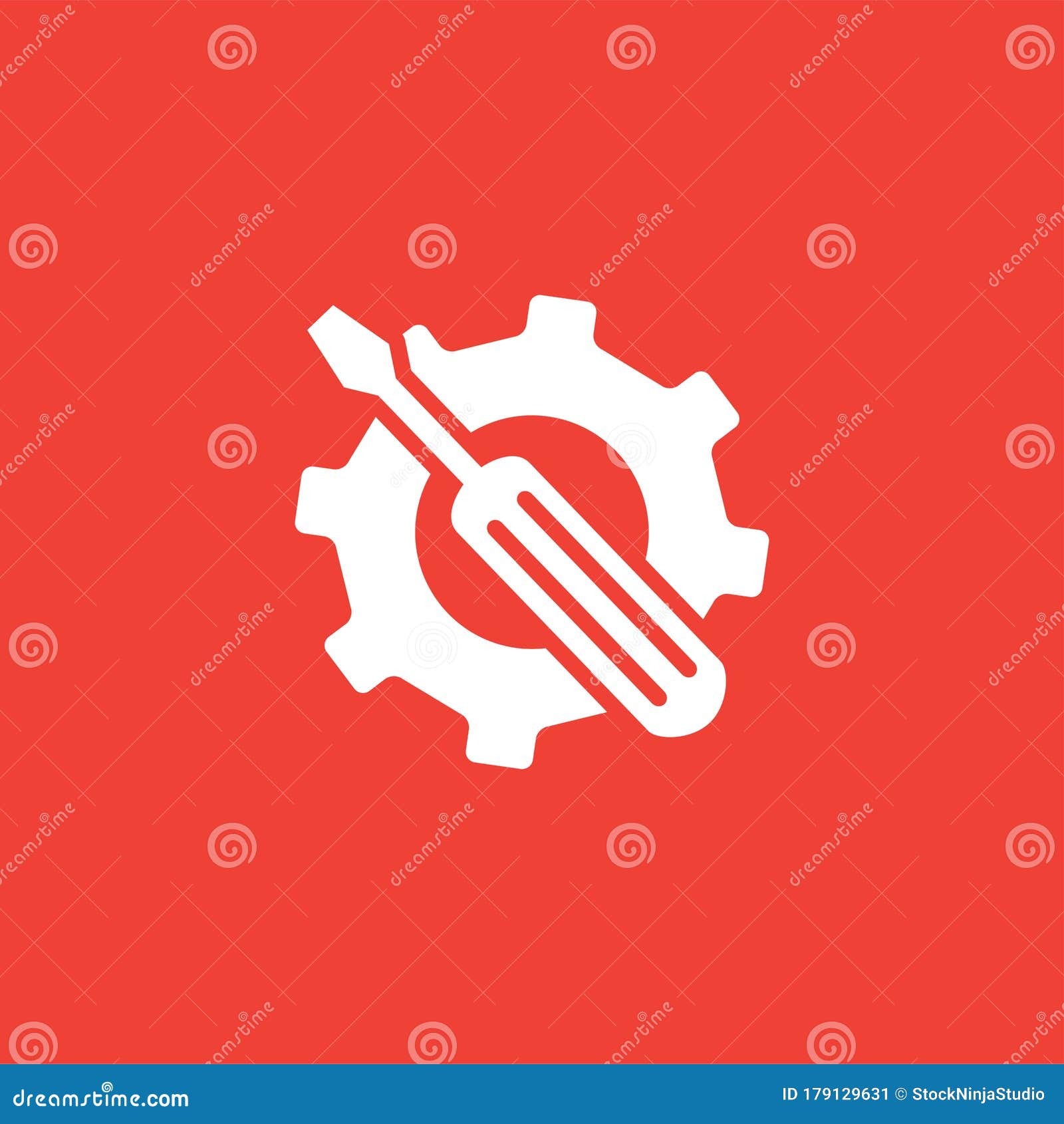 Service Tools Red Icon on White Background. Red Gear Wheel & Hammer ...
