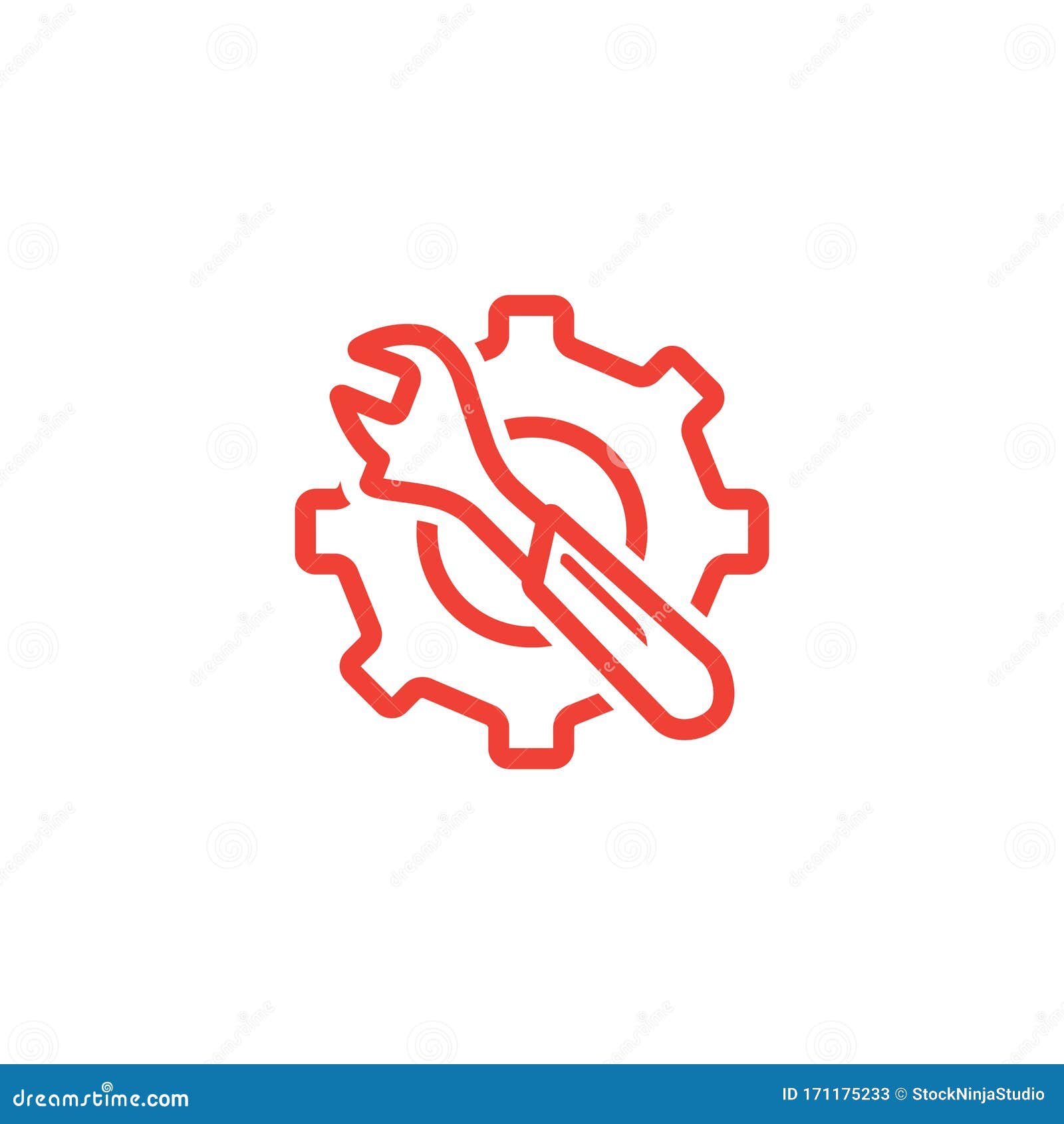 Service Tools Red Line Icon on White Background. Red Gear Wheel ...
