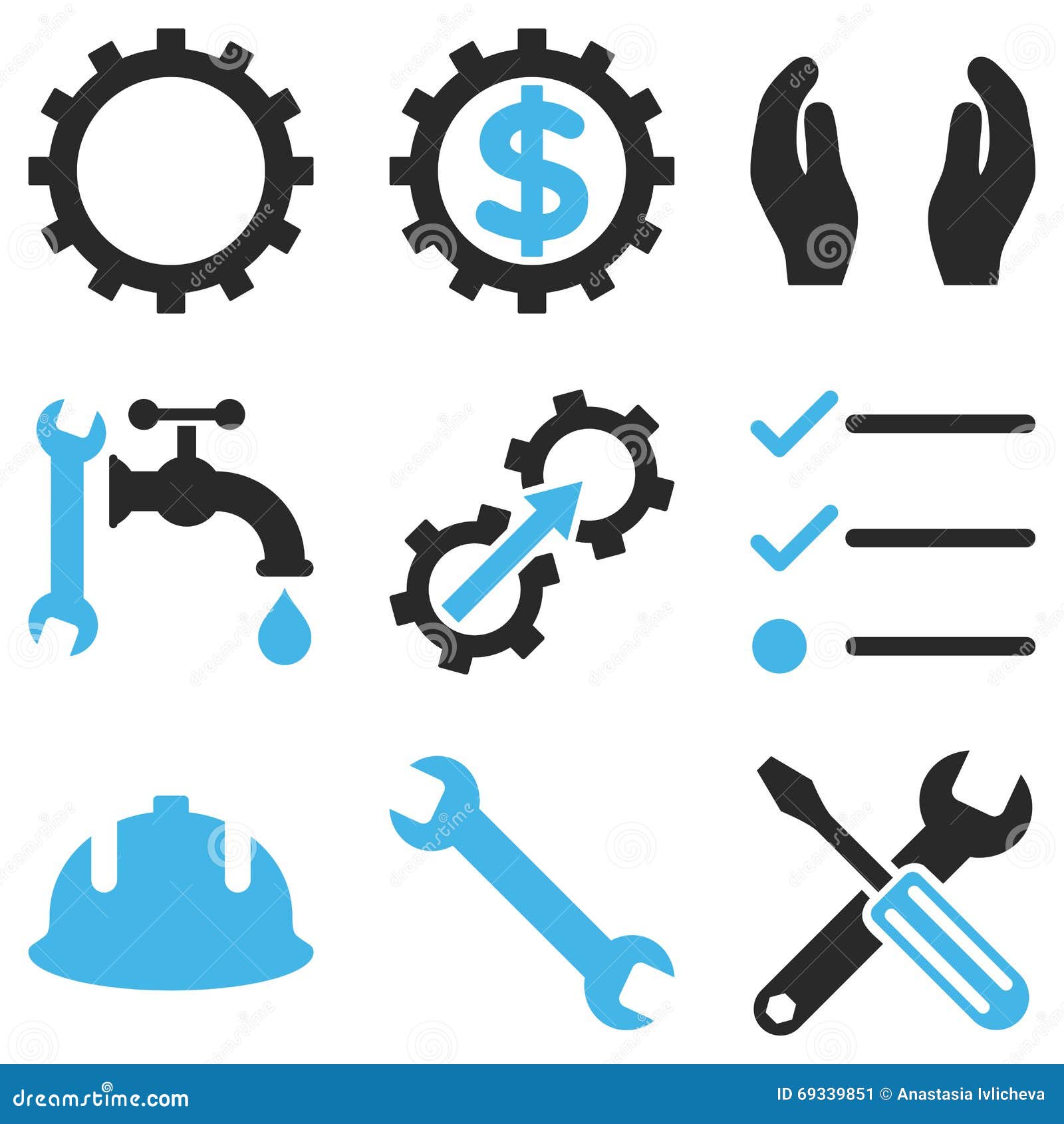 Service Tools Vector Icon Set Stock Vector - Illustration of control ...