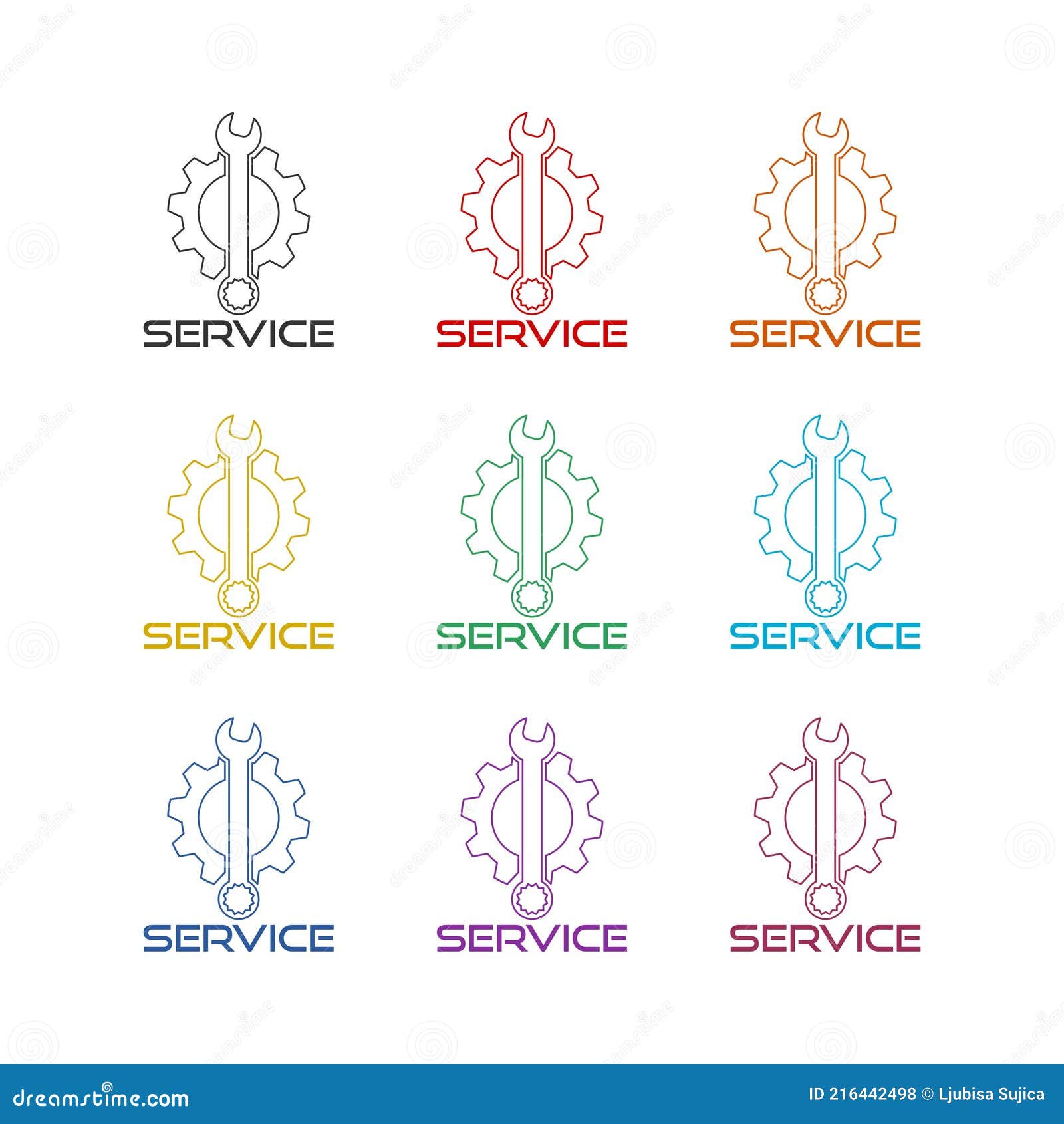 Service Tools, Work Tools Icon Isolated on White Background Color Set ...