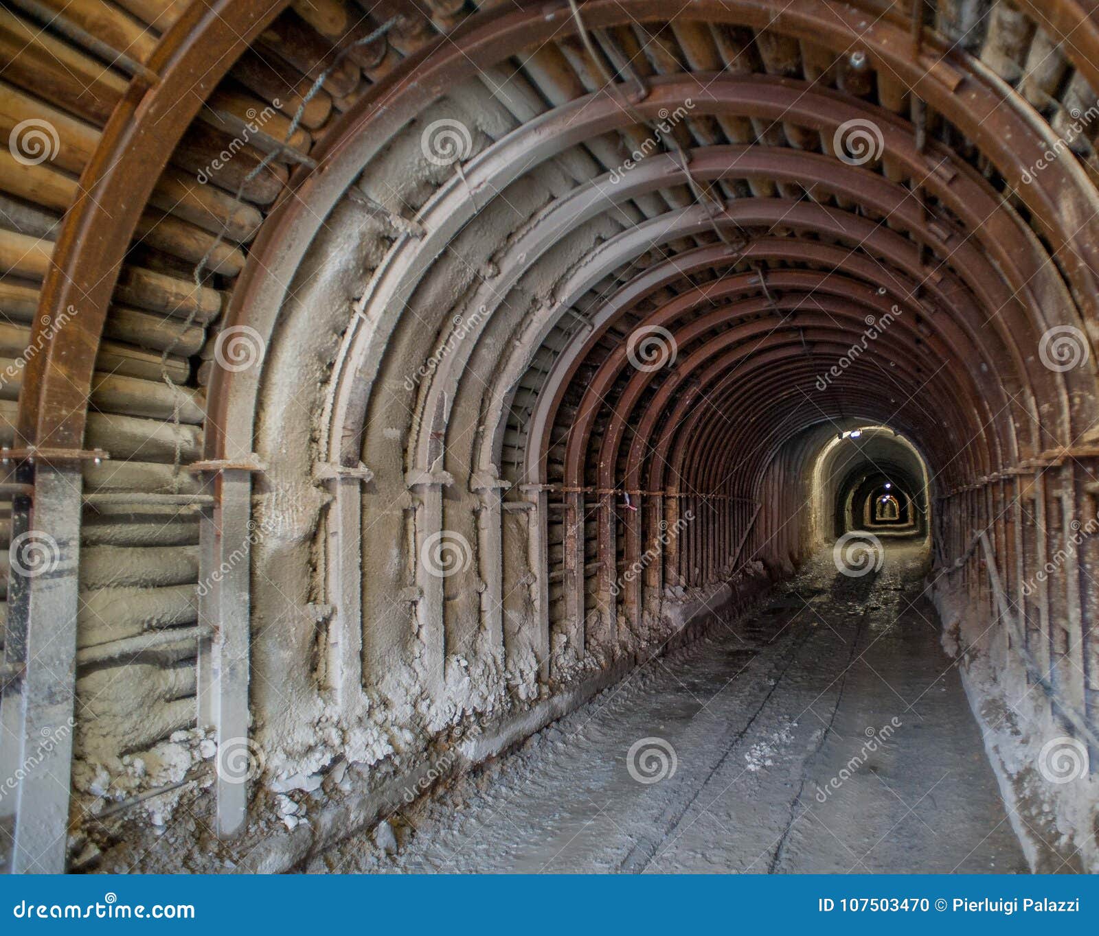 Service Tunnel In The Subway. Reinforced Concrete Wall With An Open ...
