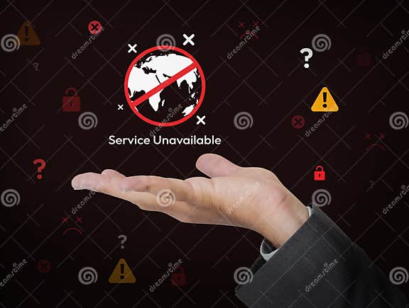 Service Unavailable Concept Background with Globe Hovering on the Hand ...
