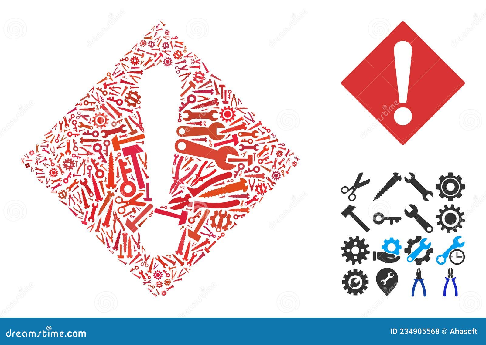 Composition Warning of Industrial Tools Stock Vector - Illustration of ...