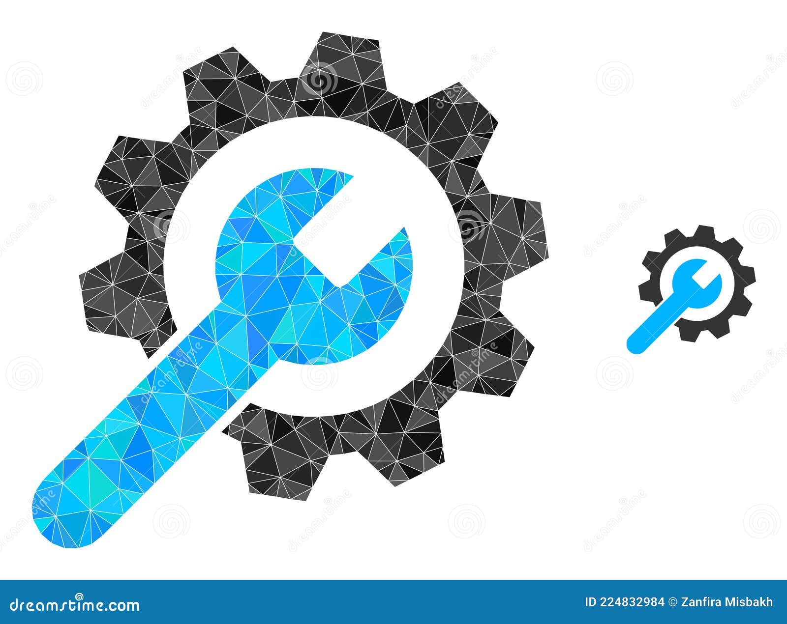 Service Wheel Polygonal Lowpoly Flat Icon Stock Vector - Illustration ...