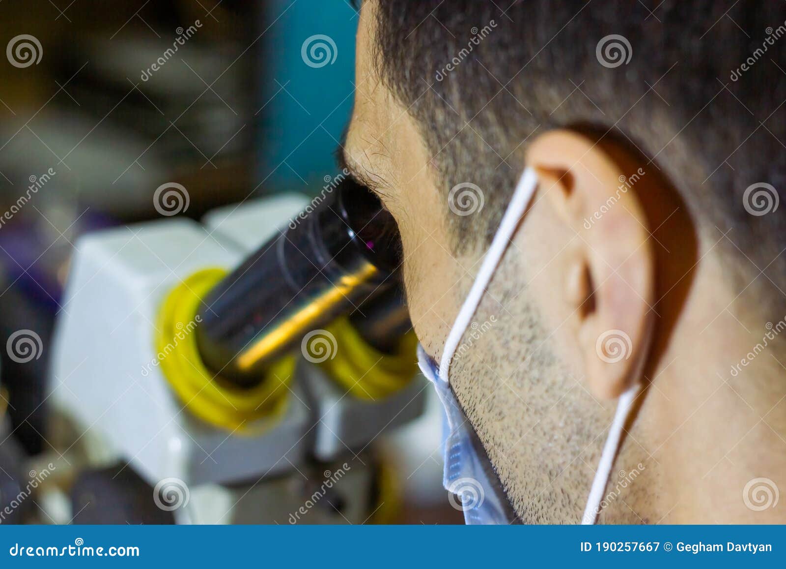 Service Worker Repairing Mobile Phone with Microscope Stock Image ...