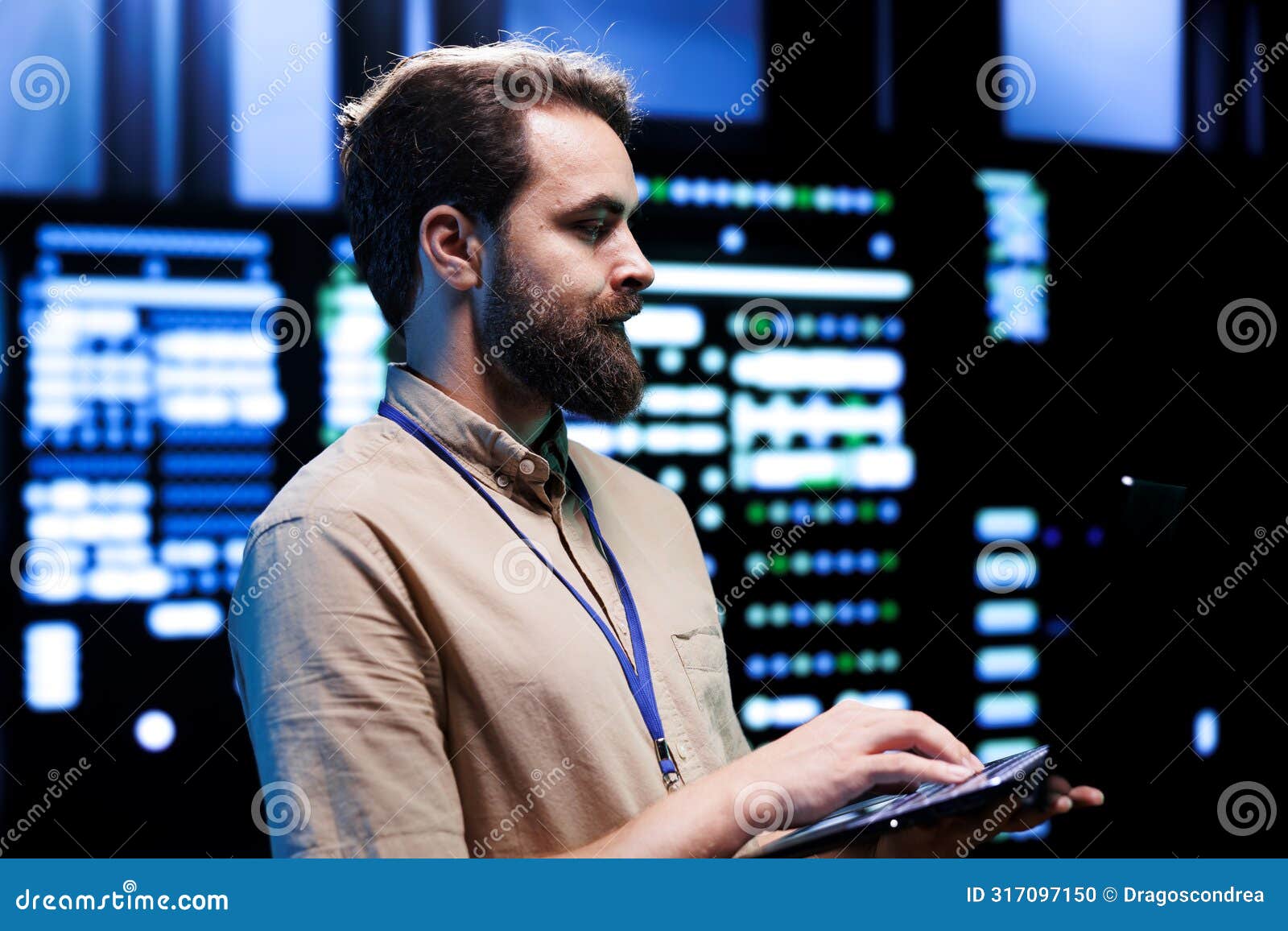 Serviceman Checks Blade Servers Stock Photo - Image of cloud, rack ...