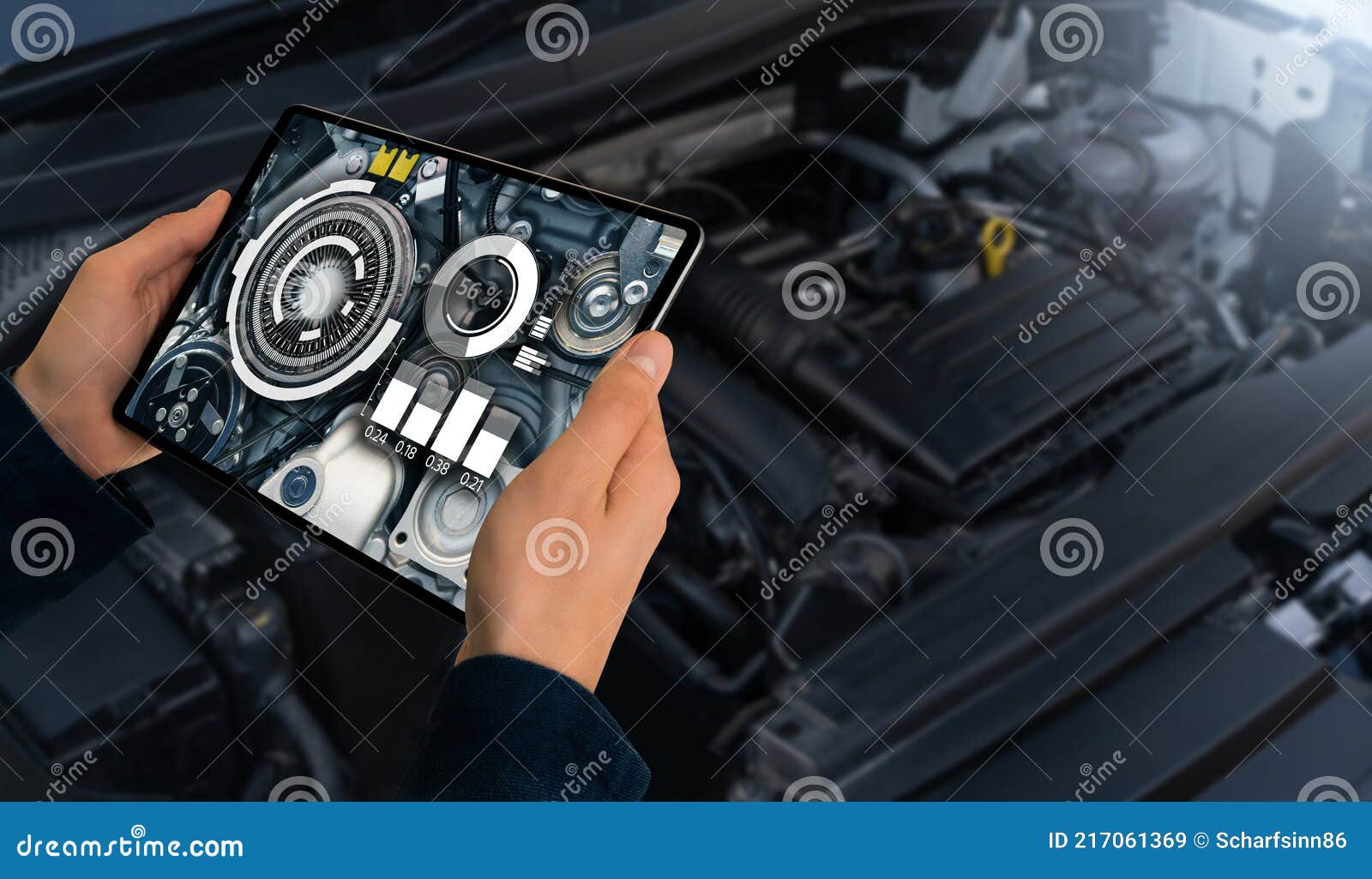 Serviceman repairing a car stock image. Image of check - 217061369