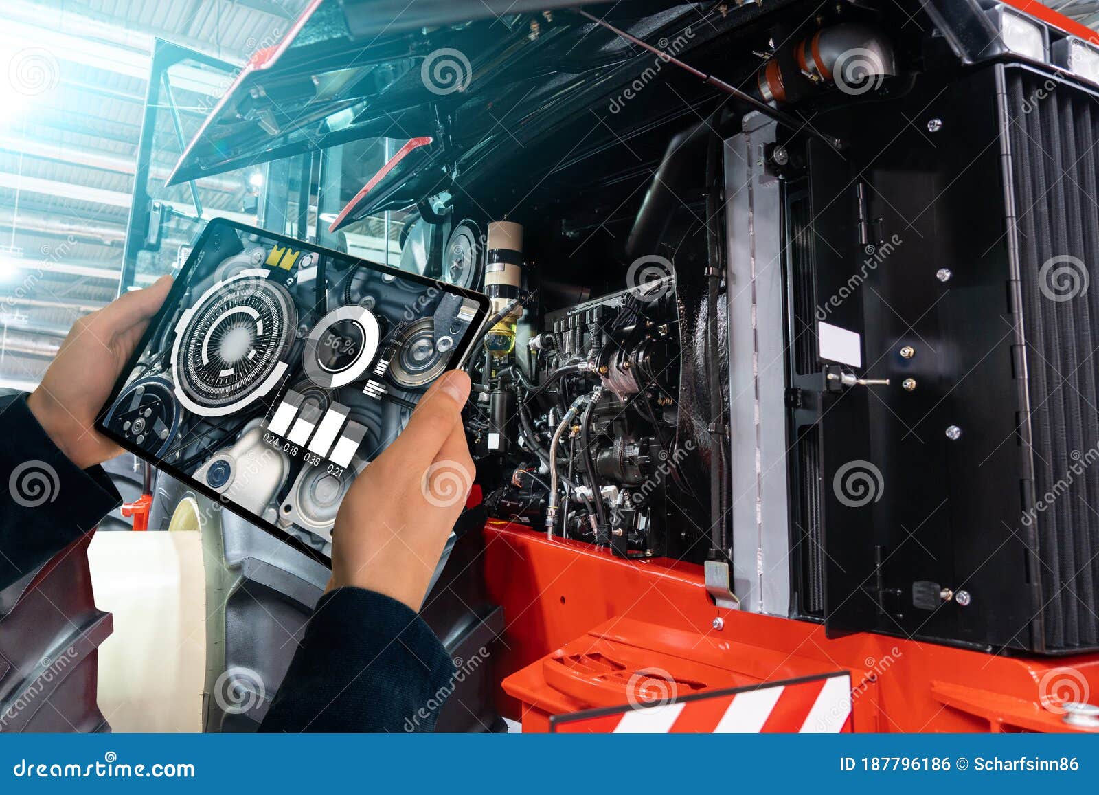 Serviceman Repairing a Tractor Stock Photo - Image of agricultural ...
