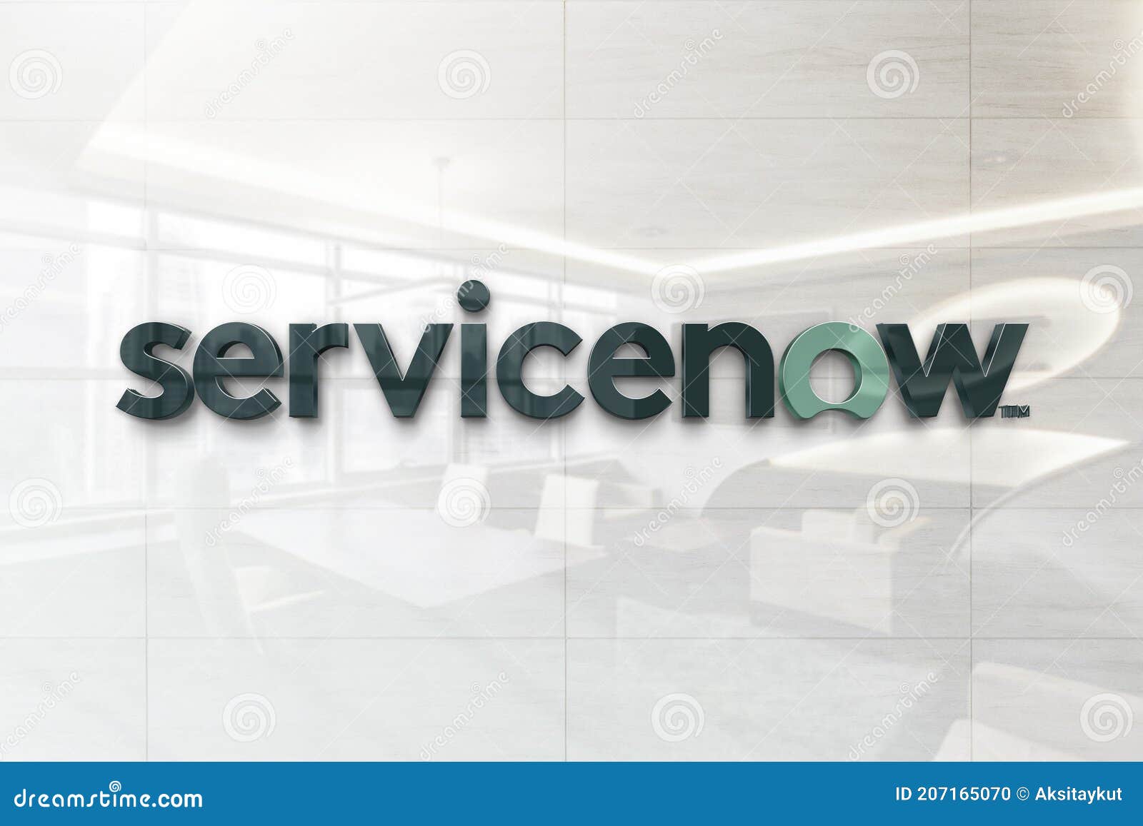 Servicenow on Glossy Office Wall Realistic Texture Editorial Image ...