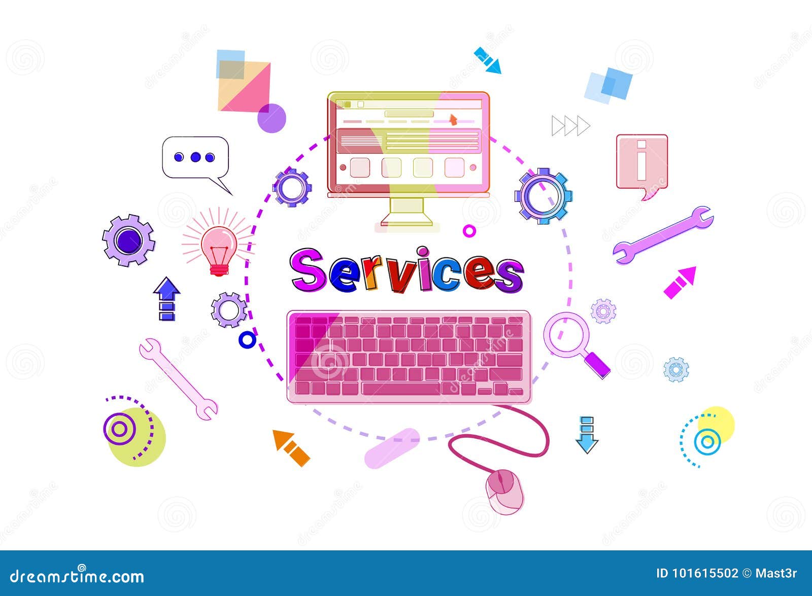 Services Banner Technical Support Client Help Concept Stock Vector ...