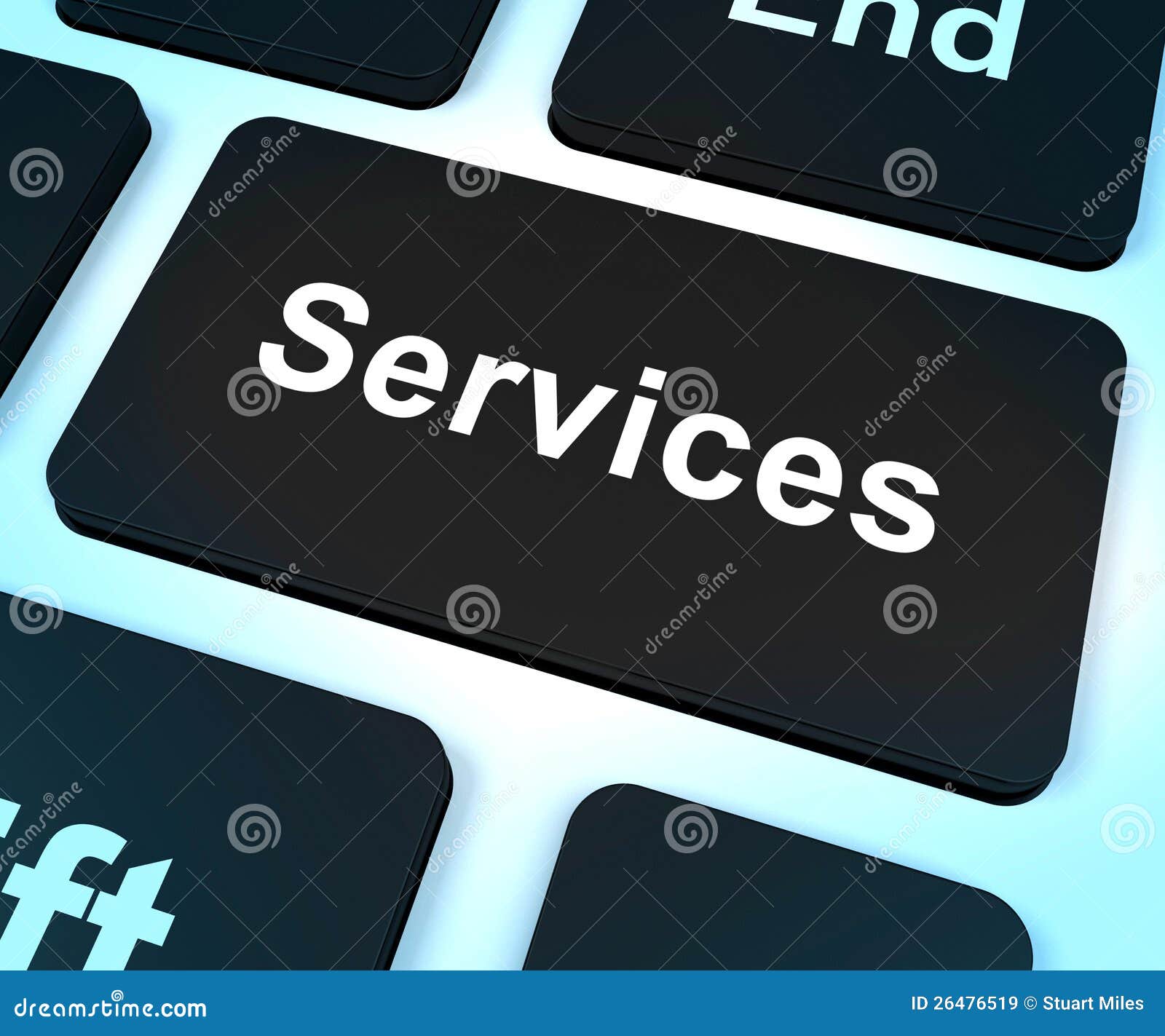 Services Computer Key Shows Help and Assistance Stock Illustration ...