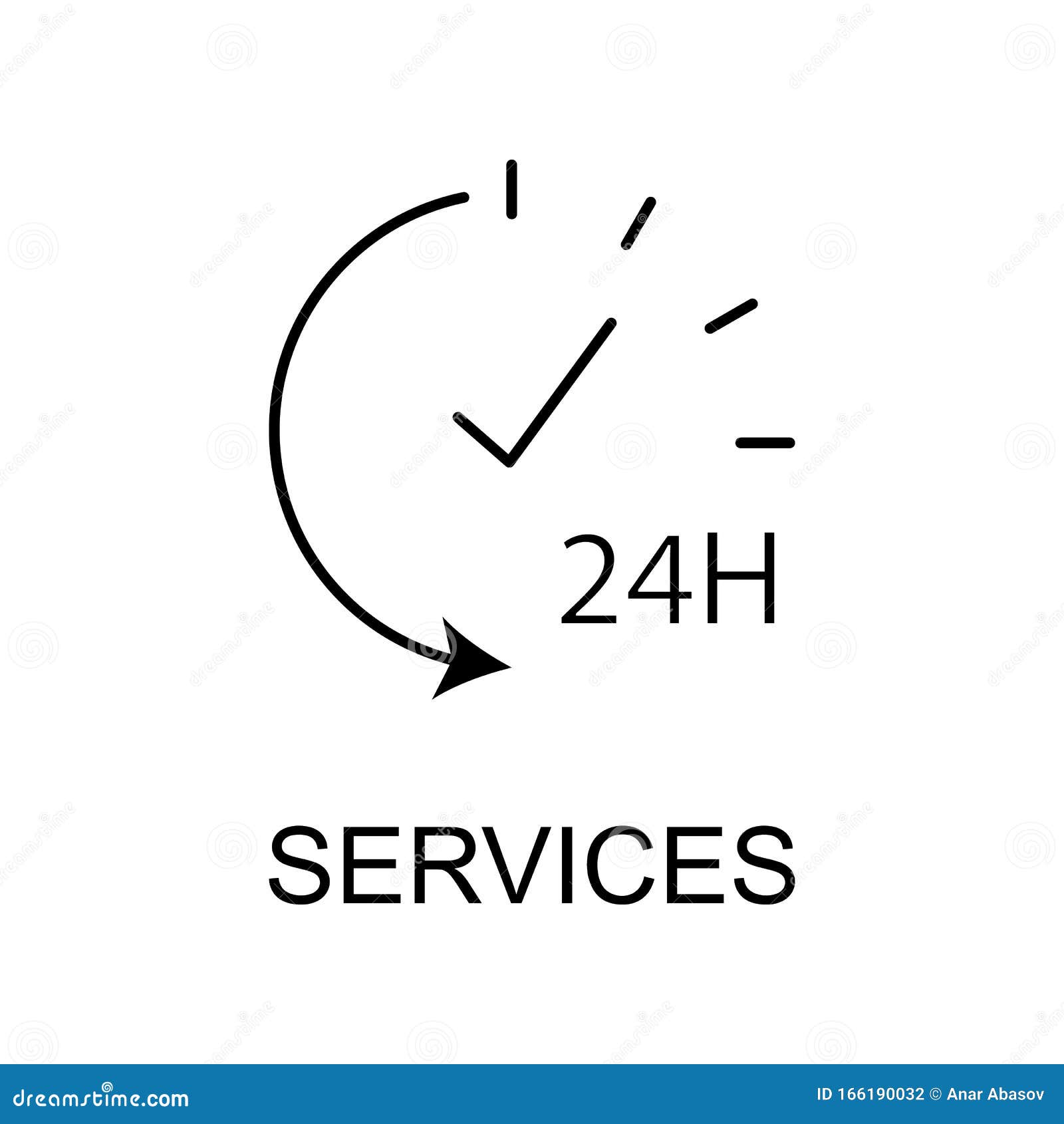 Services 24 Hour Outline Icon. Element of Data Protection Icon with ...