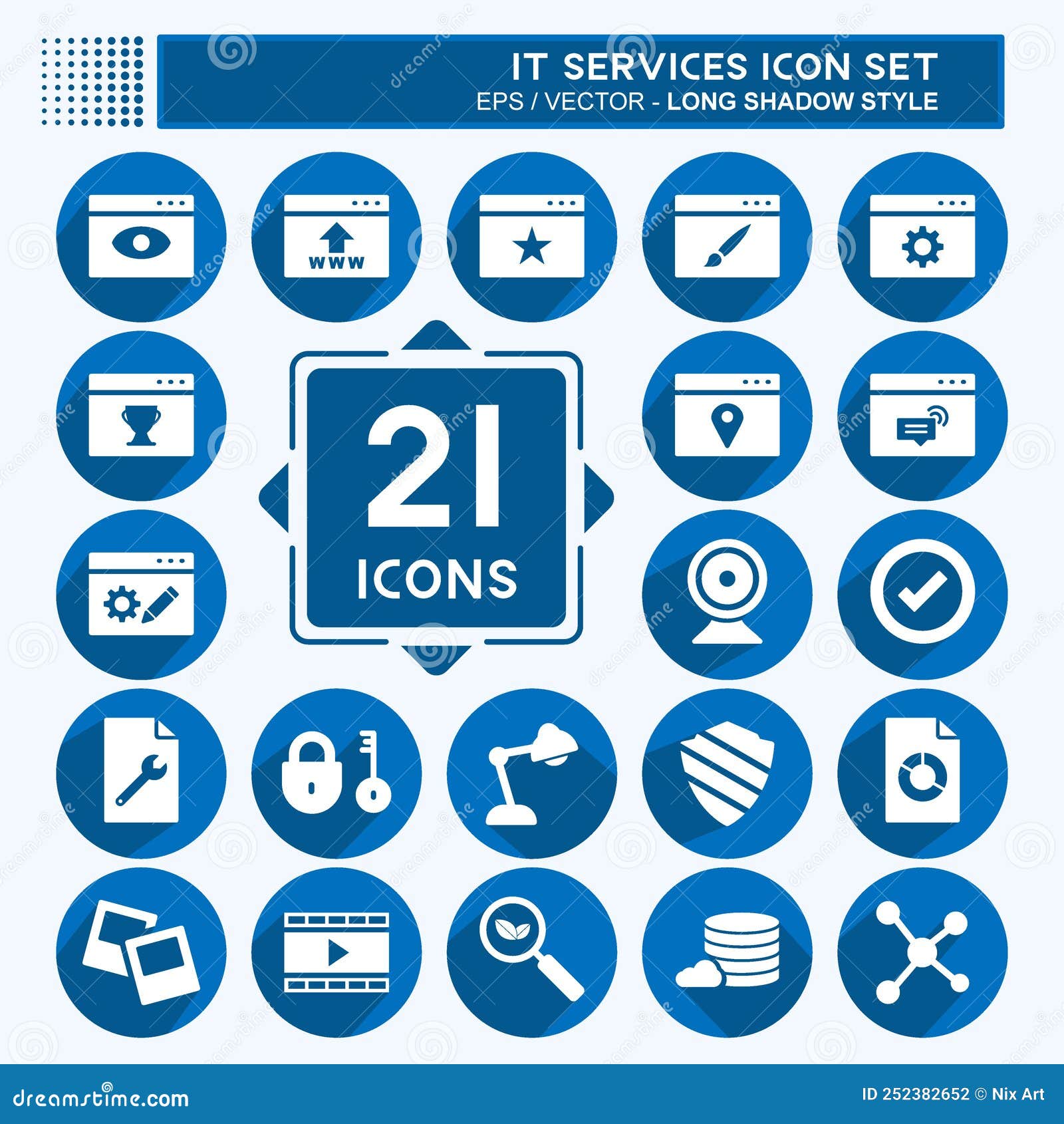 It Services Icon Set. Suitable for it Services Symbol. Long Shadow ...