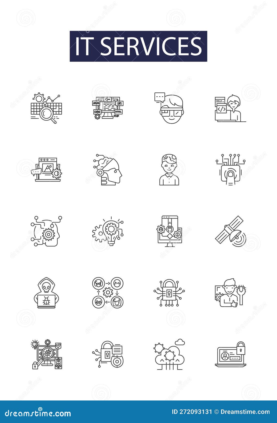 It Services Line Vector Icons and Signs. Services, Consulting, Support ...