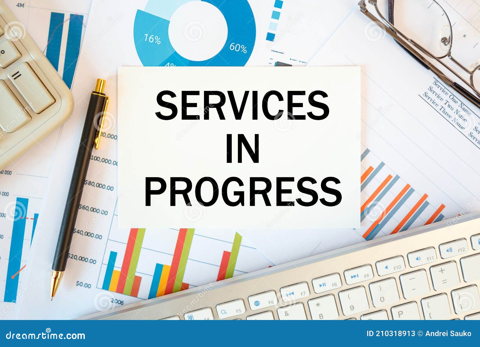 Services in Progress is Written in a Document on the Office Desk ...