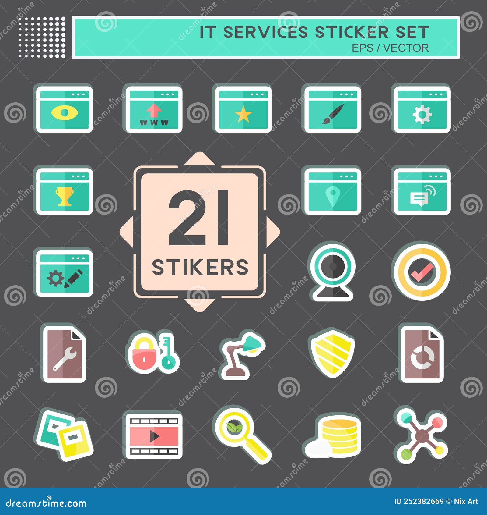 It Services Sticker Set. Suitable for it Services Symbol. Simple Design ...
