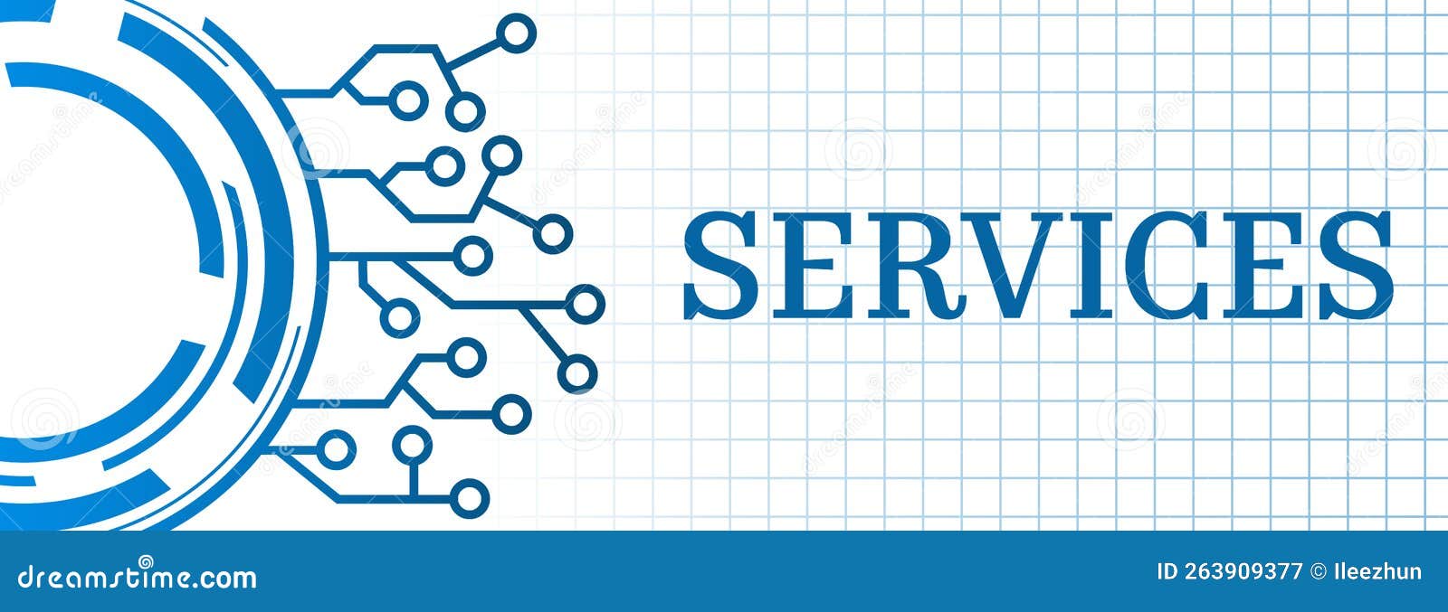 Services Tech Circle Circuit Blue Horizontal Text Stock Illustration ...