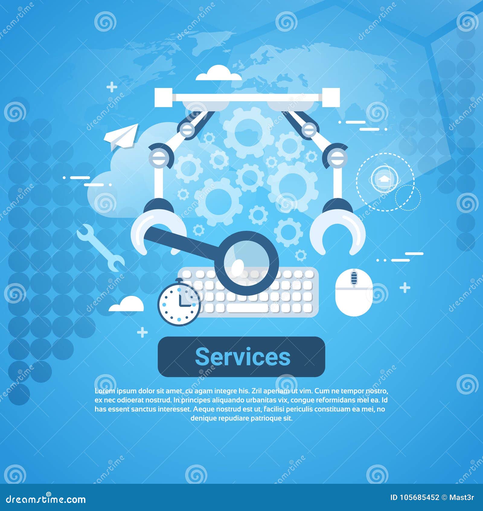 Services Technical Help Concept Web Banner with Copy Space Stock Vector ...