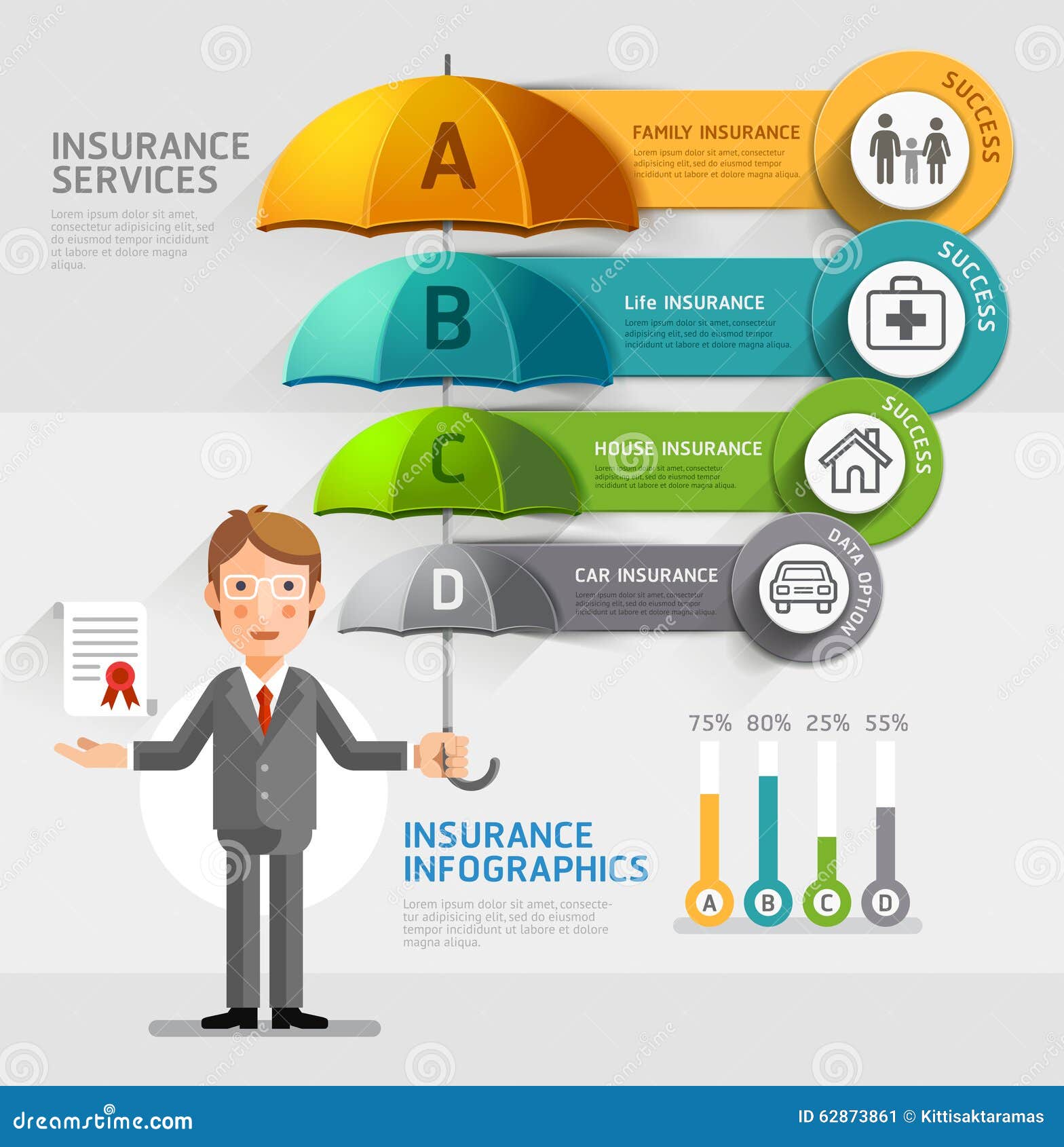 Servicios De Seguro De Negocio Conceptuales Ilustración del Vector ...