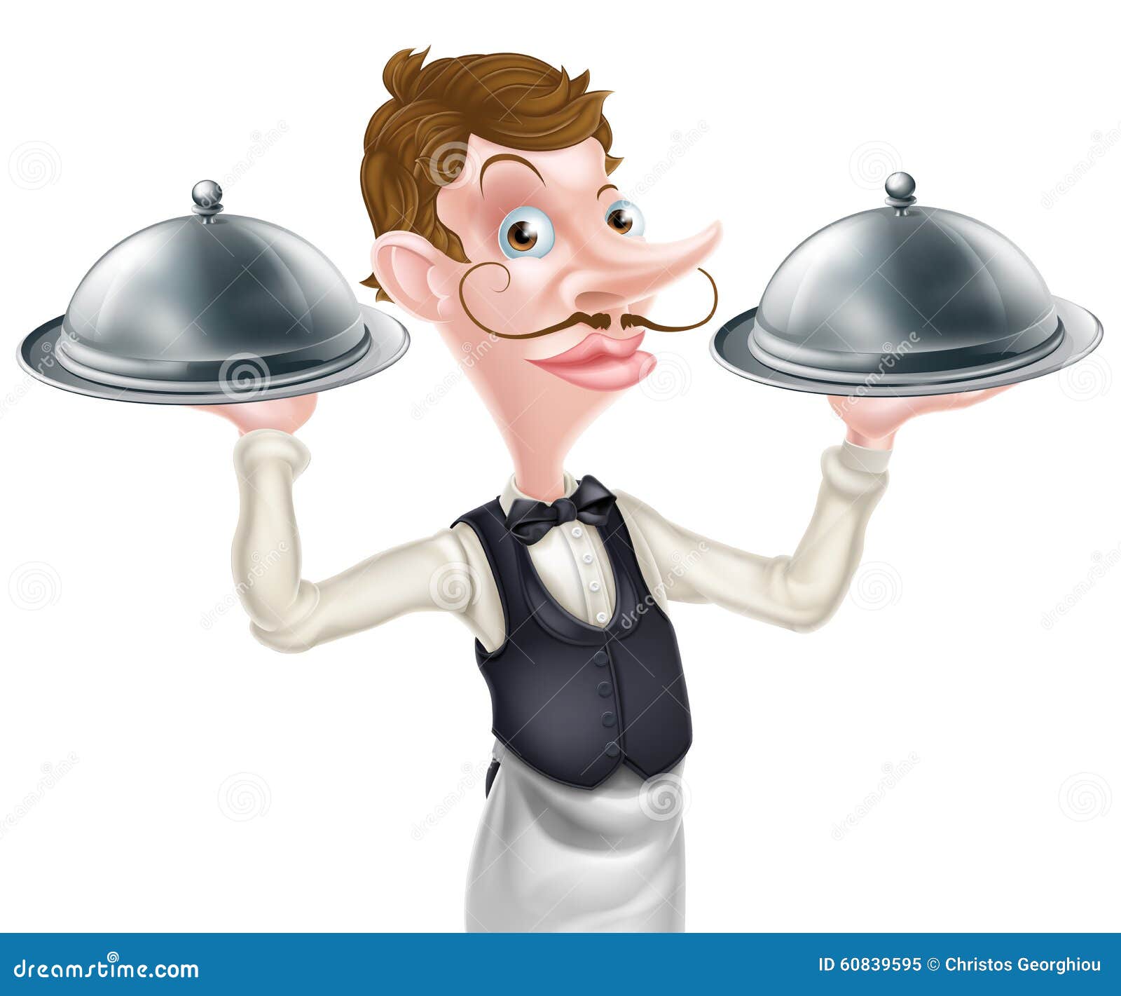 Servierplatten-Kellner Cartoon Vektor Abbildung - Illustration von ...