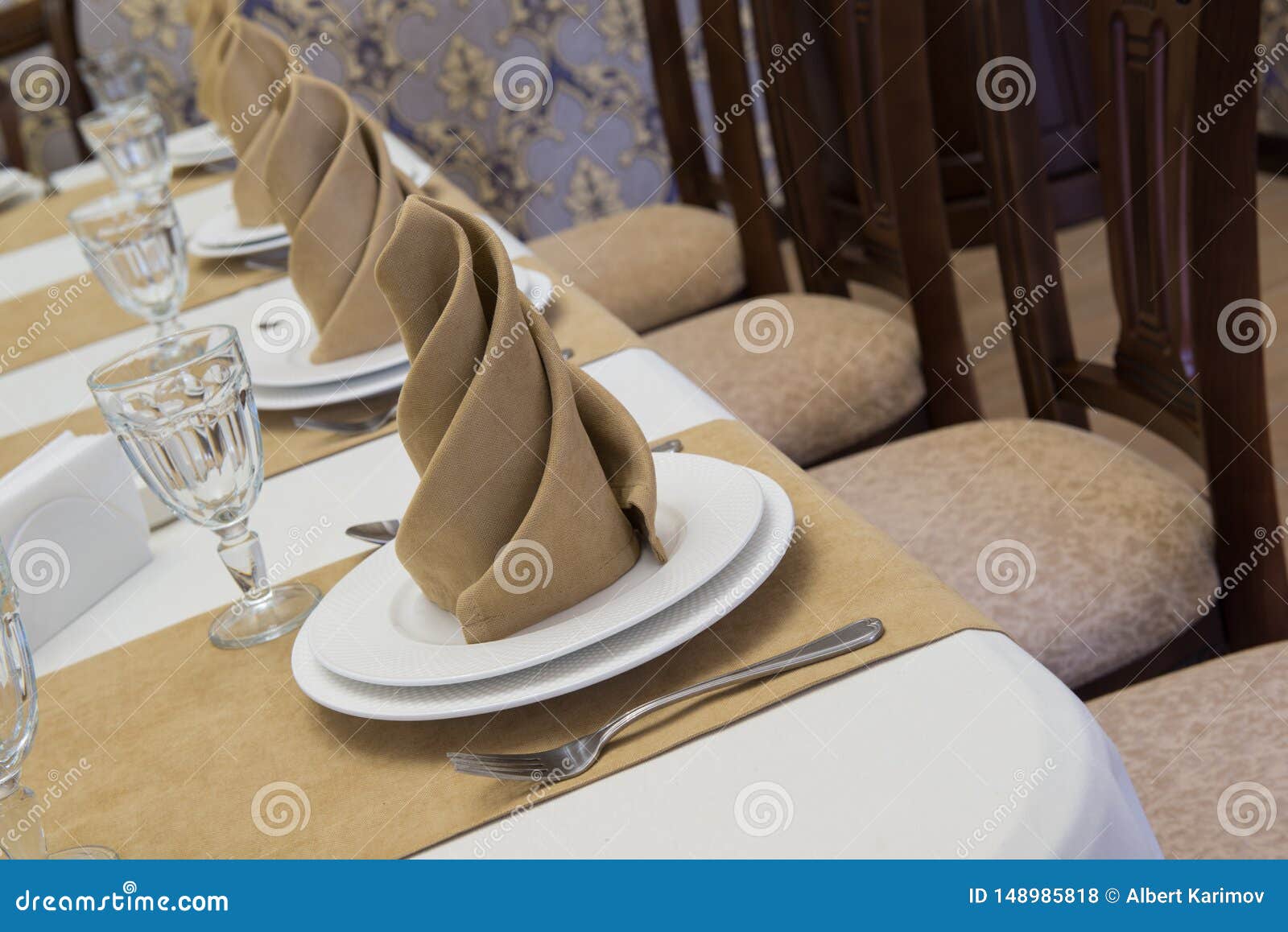 Served Table in the Restaurant Stock Photo - Image of cutlery, party ...