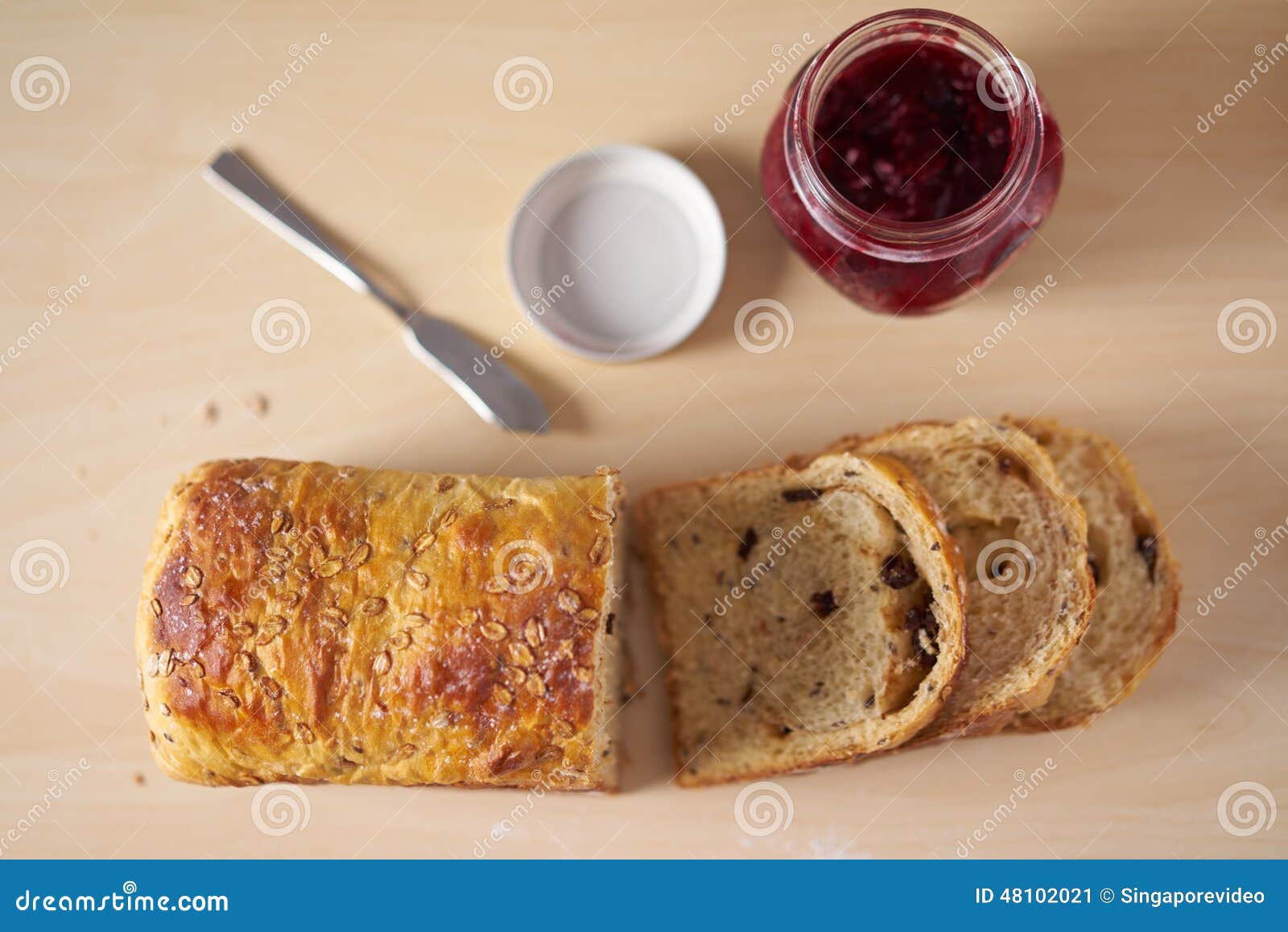 Serving for Breakfast or Tea Time with Sliced Bread Stock Image - Image ...