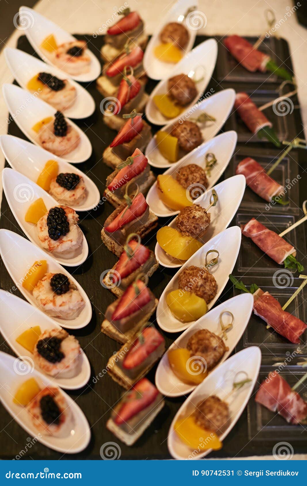 Serving buffet table stock image. Image of champagne - 90742531