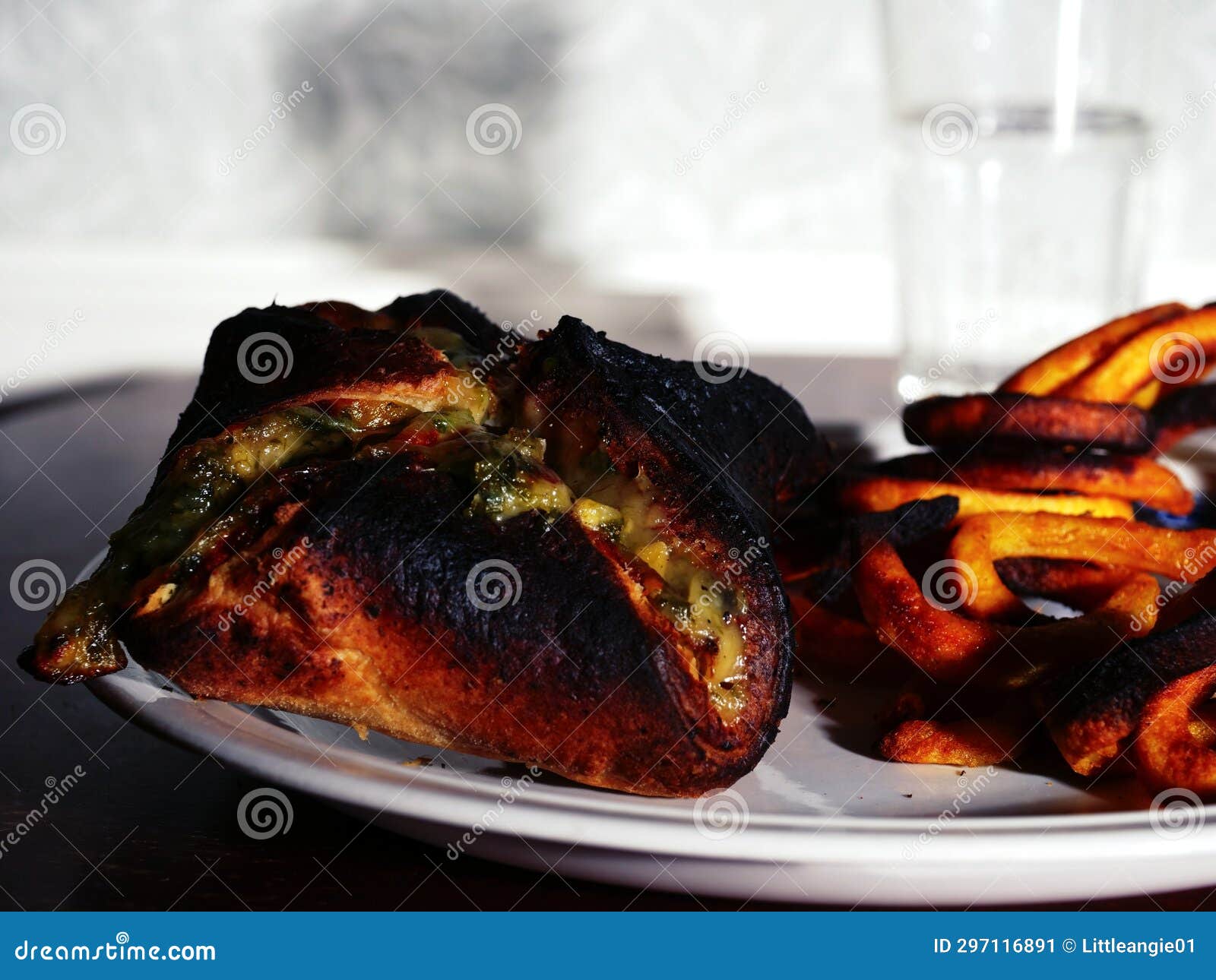 Serving Burned Charred Dinner Stock Image - Image of cook, chips: 297116891