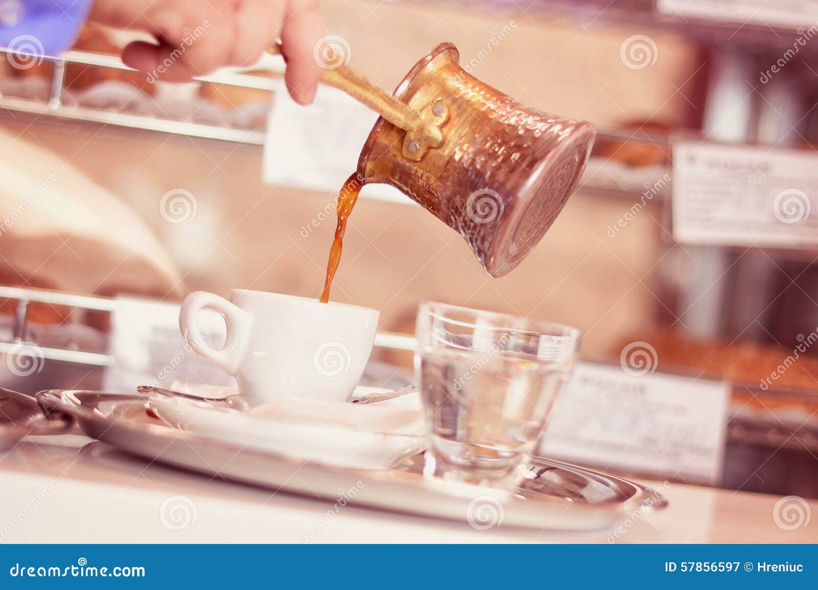 Serving coffee stock image. Image of cafe, brewed, work - 57856597