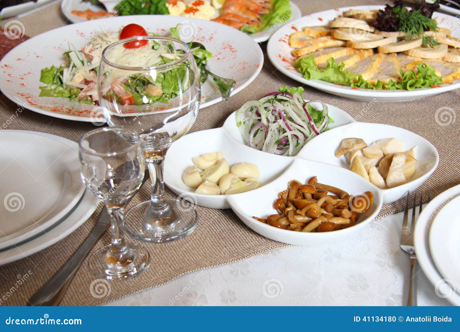 Serving cold appetizers stock photo. Image of white, glass - 41134180