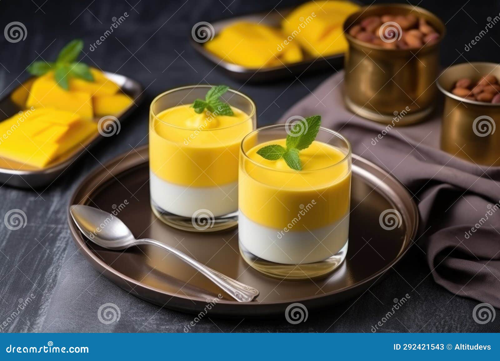 Serving a Delicate Glass of Mango Lassi with Dessert Stock Image ...