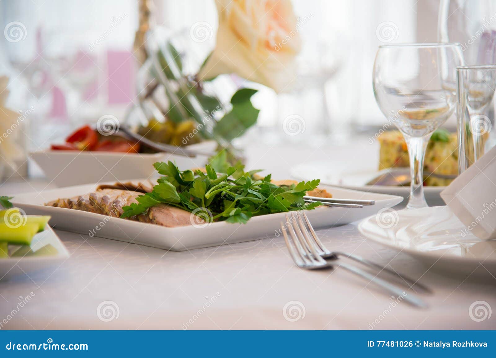 Serving the dining table. stock photo. Image of cater - 77481026