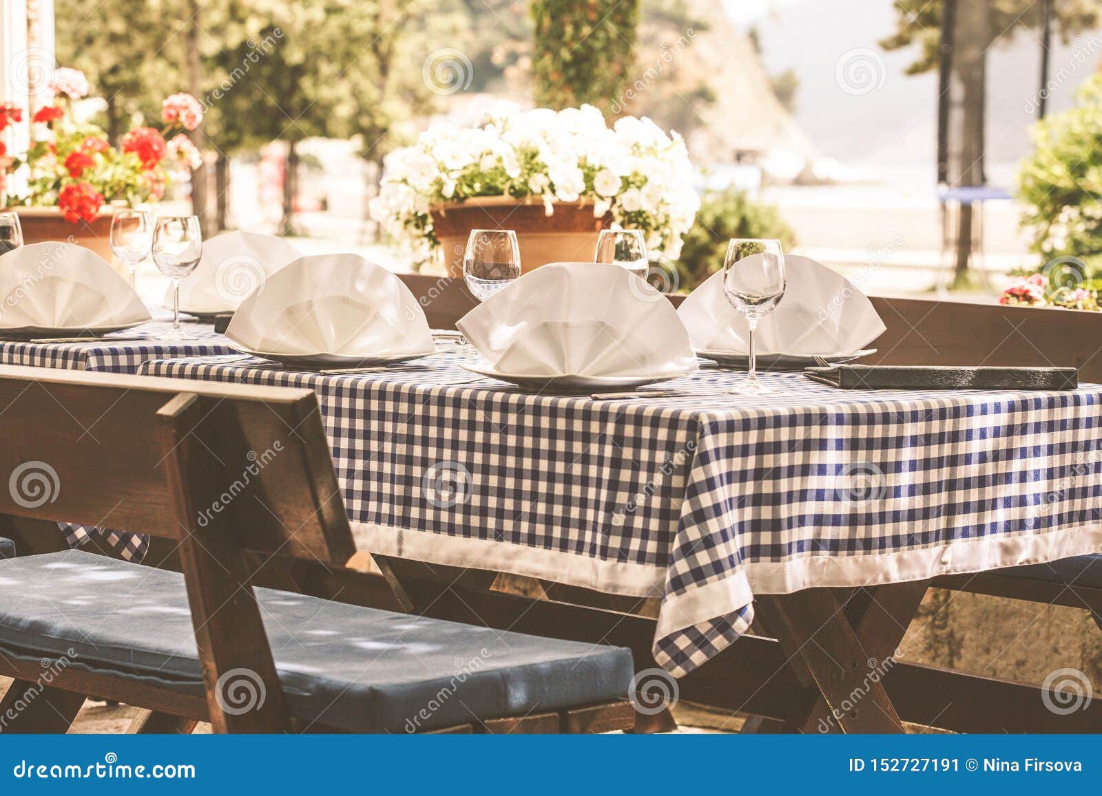 Serving at a European Restaurant on Street, Menu and Table Stock Image ...