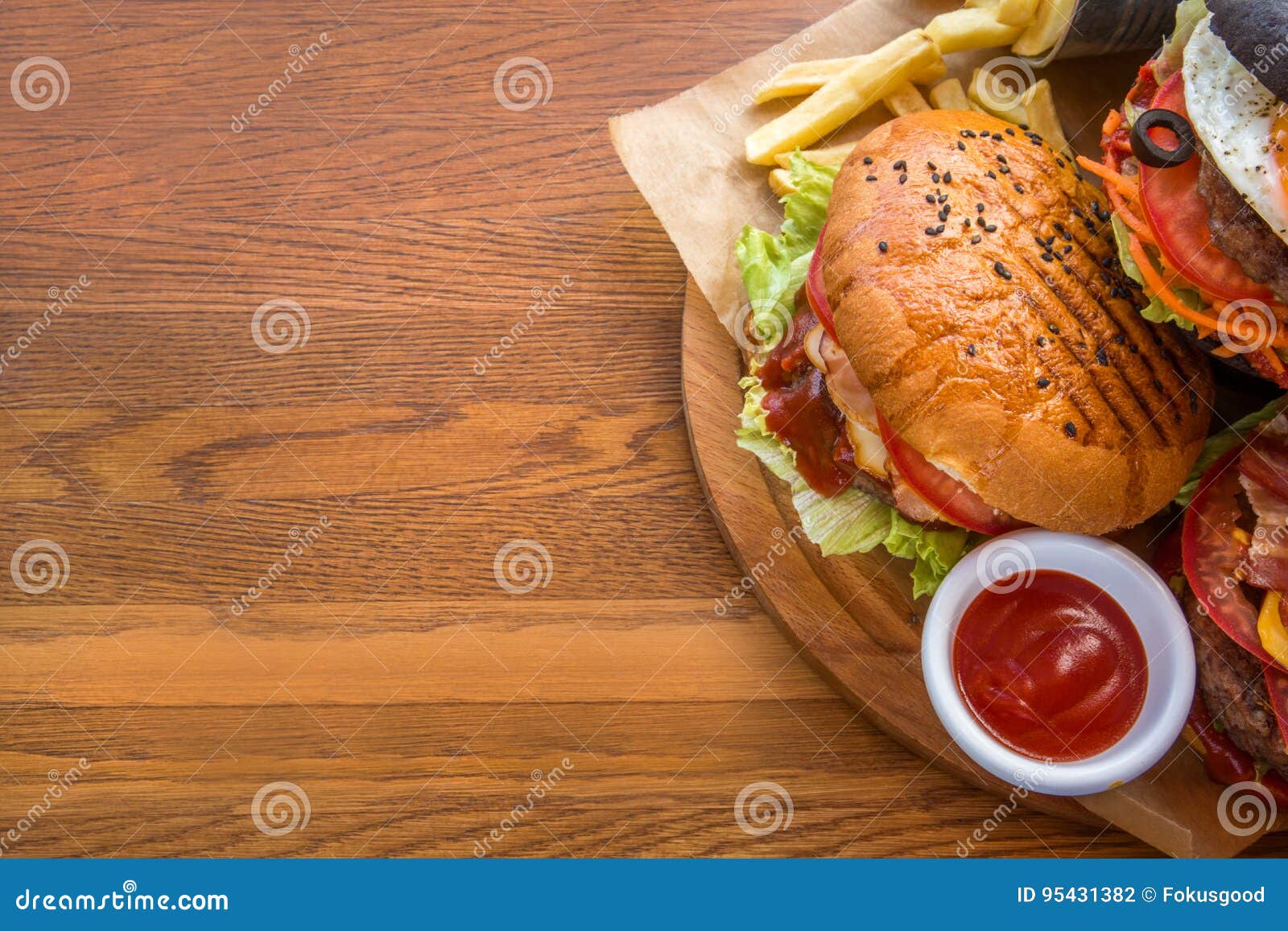 Serving fast food stock photo. Image of calories, bread - 95431382