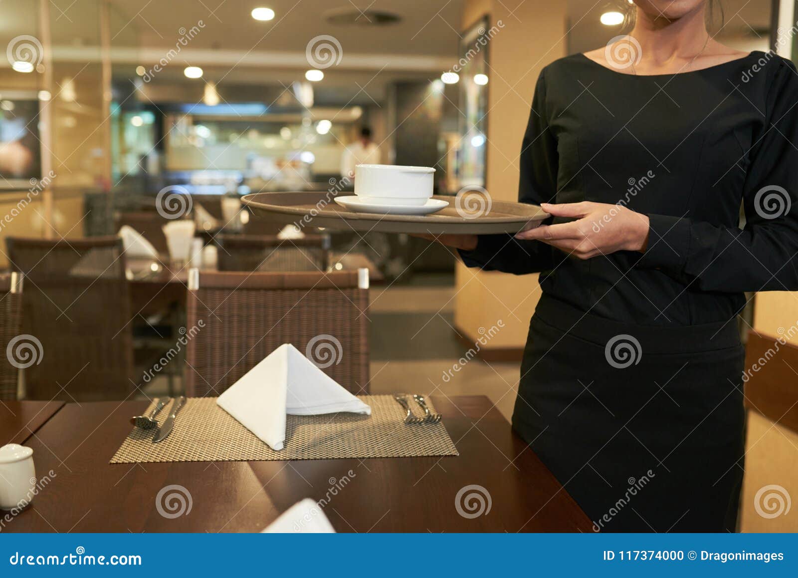 Serving food stock photo. Image of woman, dinner, hospitality - 117374000