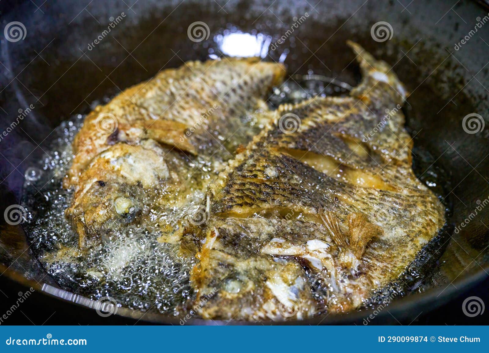 A Serving of Fried Fish in a Frying Pan Stock Photo - Image of seafood ...